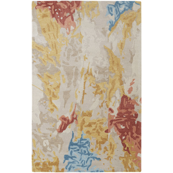 17 Stories Hand Tufted Wool Abstract Rug | Wayfair
