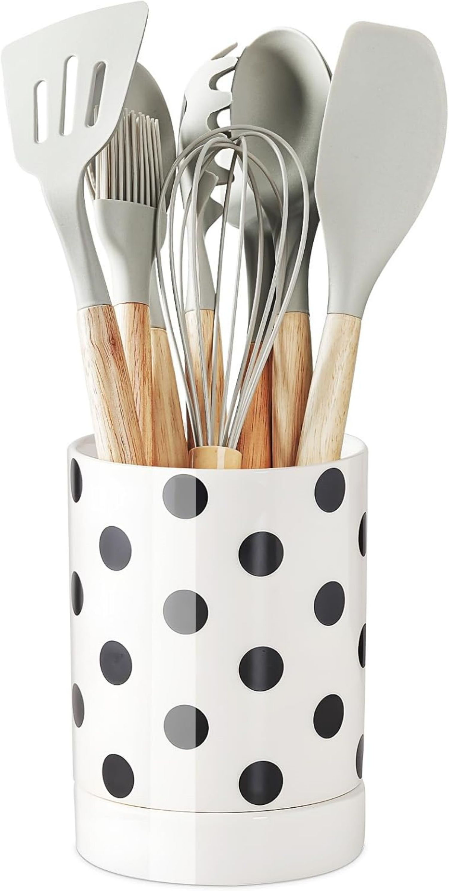 Gracie Oaks Utensil Holder, 6" Ceramic Kitchen Utensil Holder with ...