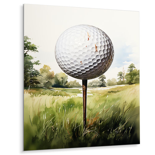 Hokku Designs Minimalism Golf Ball I - Golf Metal Wall Art Prints | Wayfair