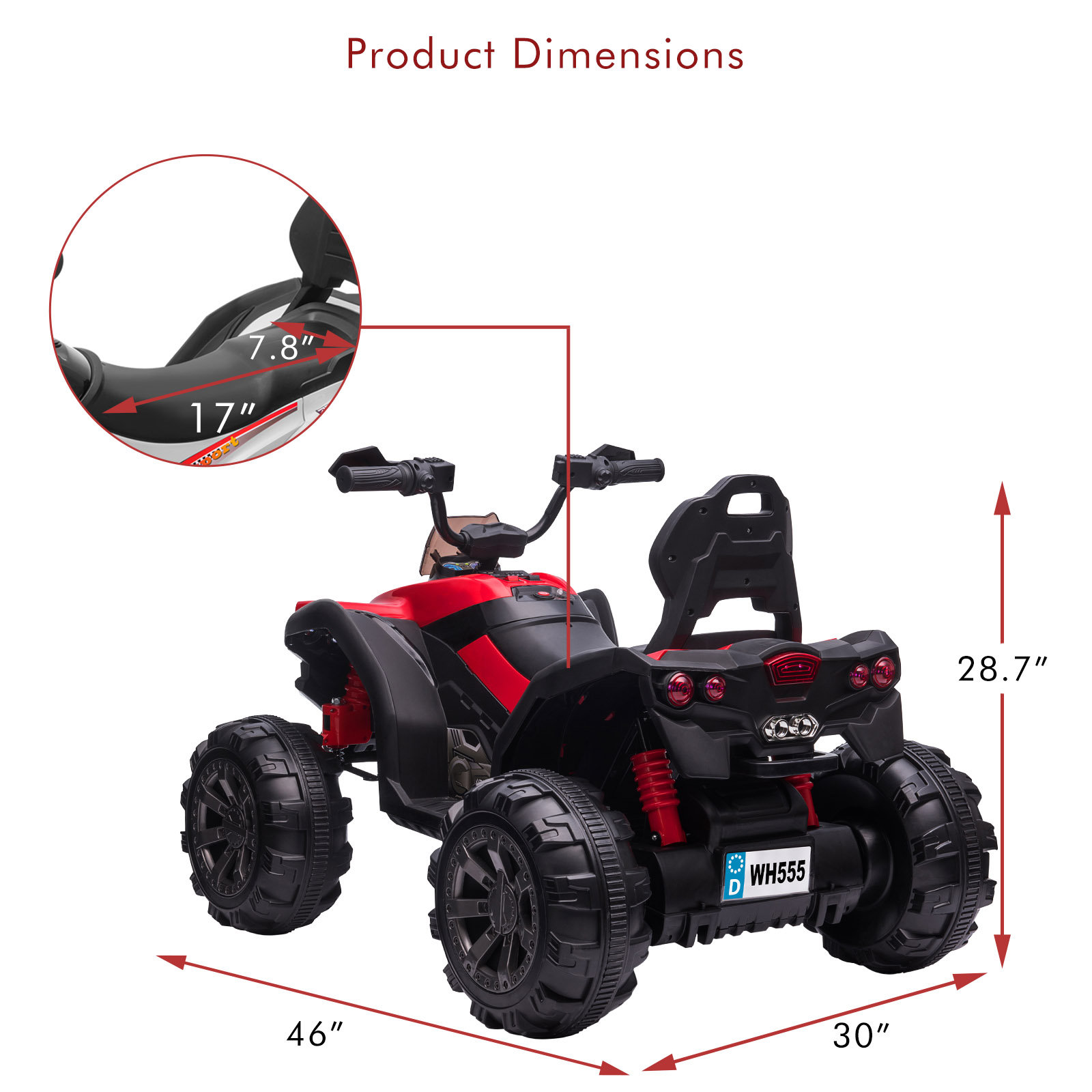 Kulamoon 12V Kids Ride On ATV Car, 4-Wheeler Quad Toy Car for Kids ...