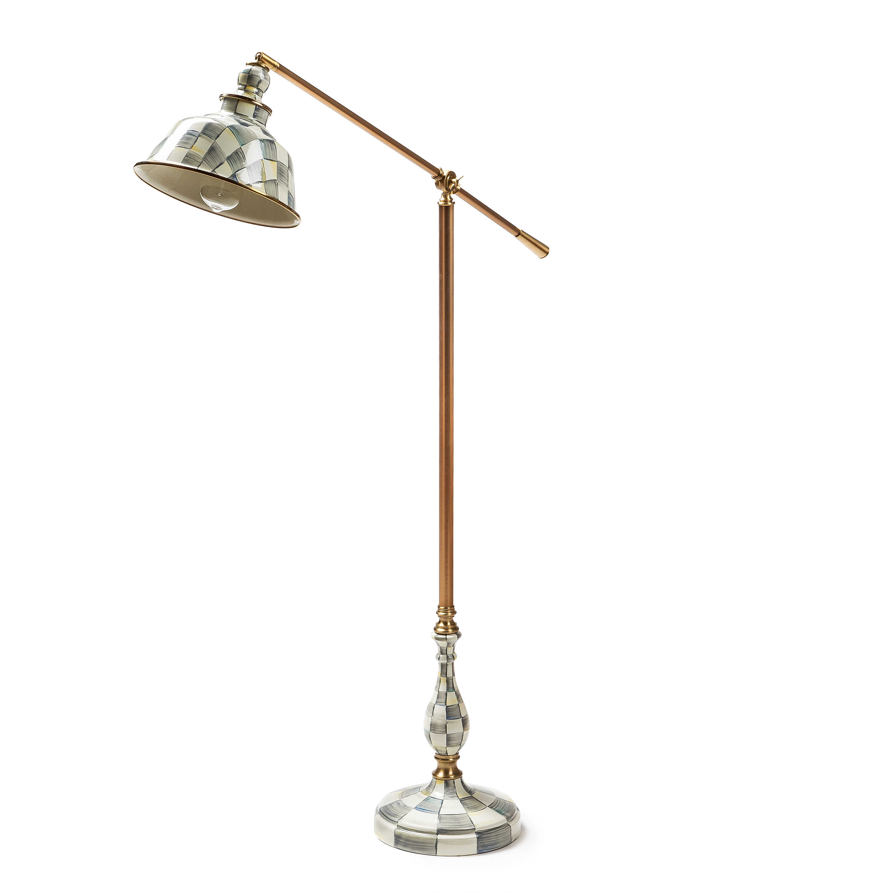 MacKenzie-Childs Sterling Check® Enamelware Reading Floor Lamp | Wayfair