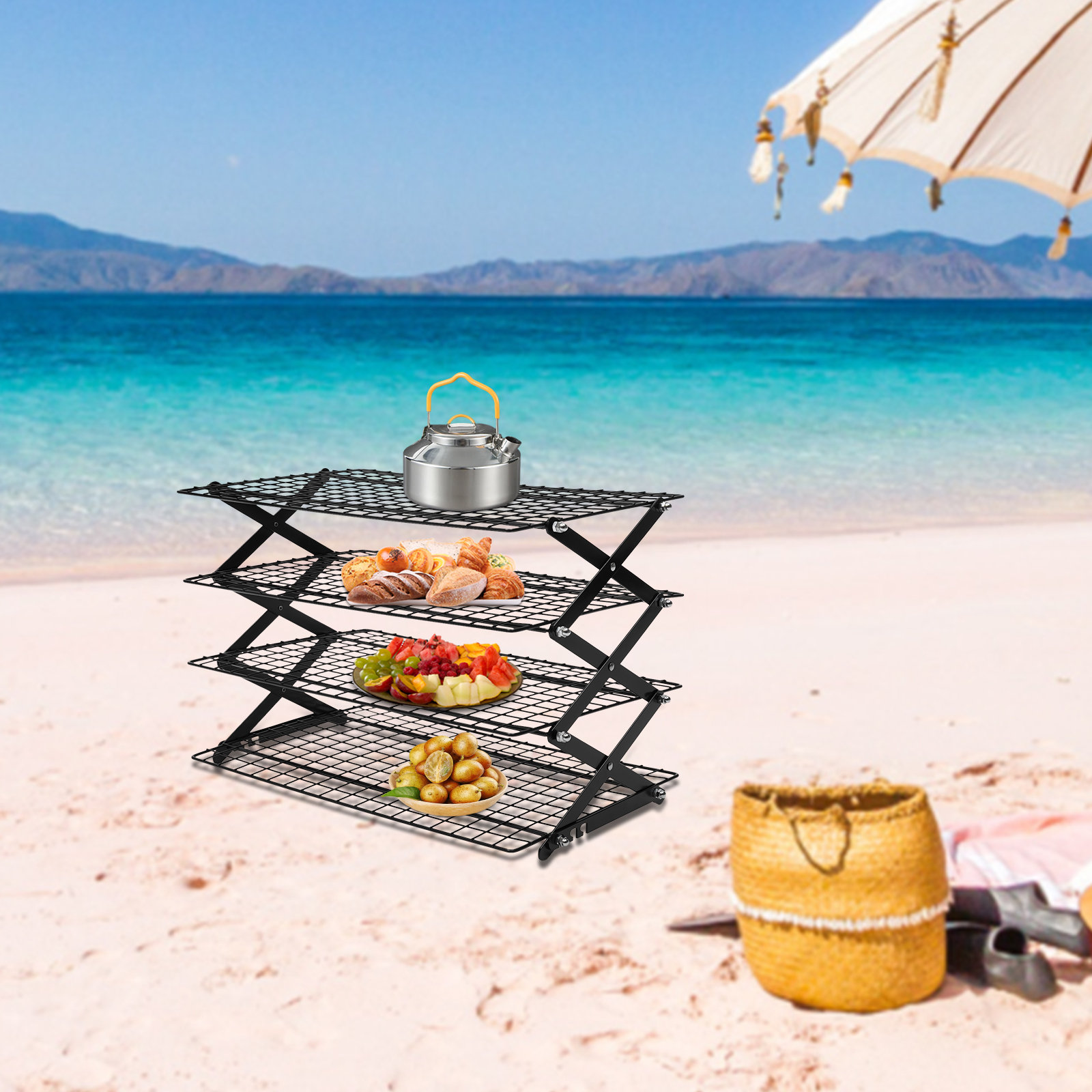 YYBUSHER 4 Tiers Foldable Baking Cooling Rack Grilling Drying Rack ...