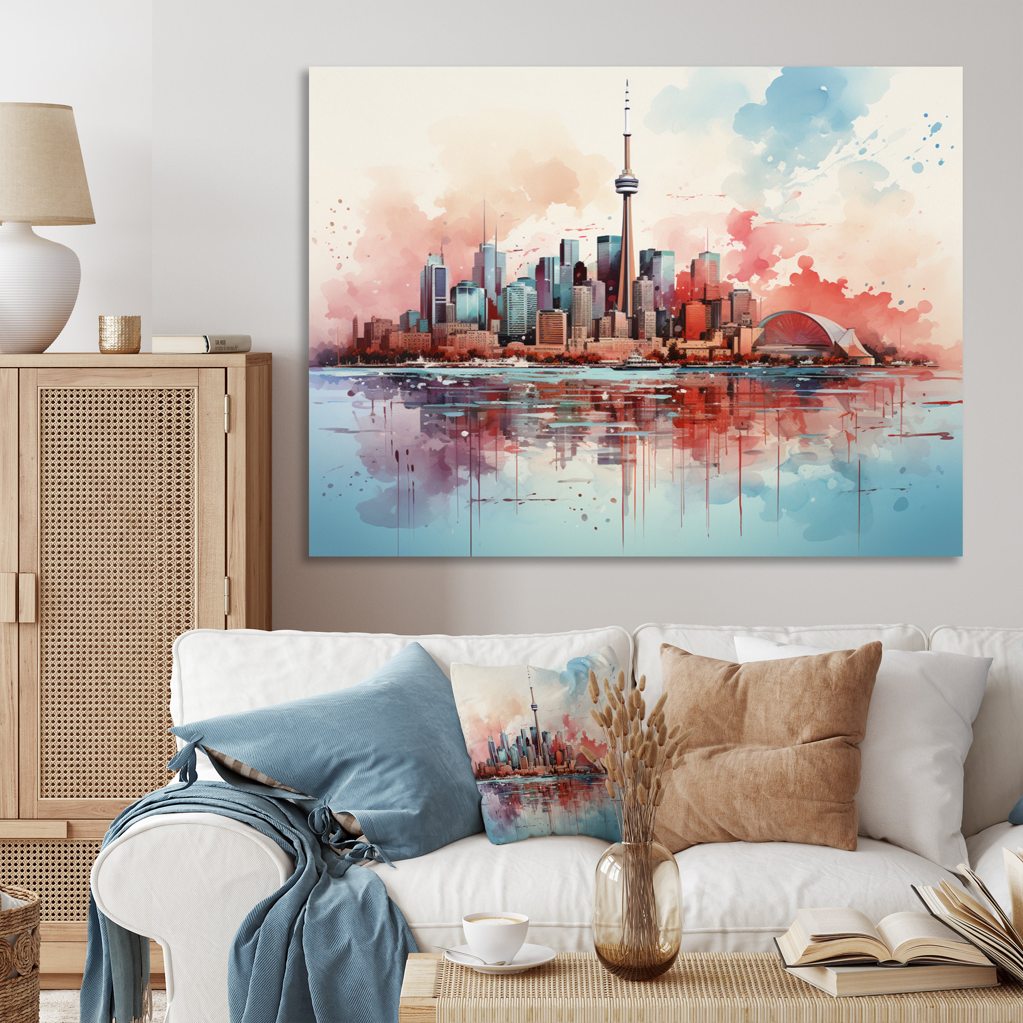 Latitude Run® Minimalist Toronto City Skyline On Canvas Print | Wayfair