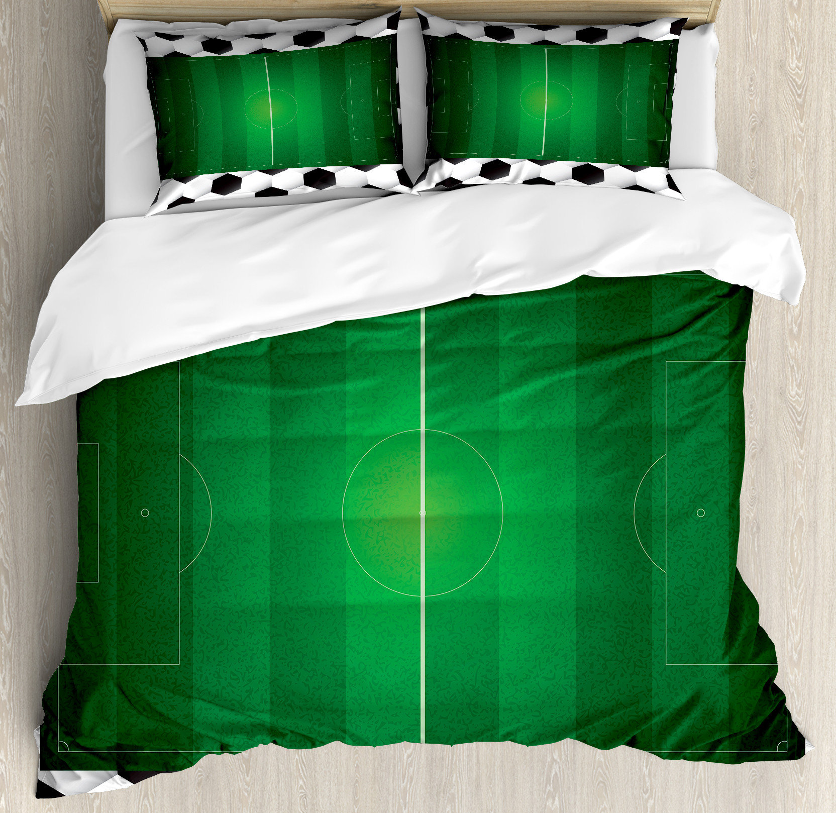 Ambesonne Soccer Duvet Cover Set, Football Field Goal, Calking, Black ...