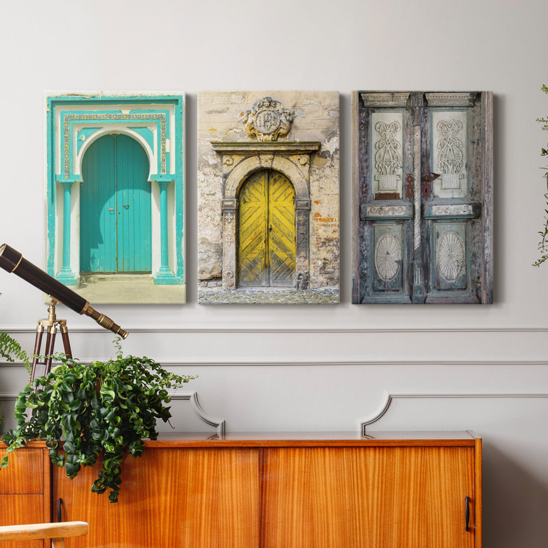 Bungalow Rose Baltic Door Framed On Canvas 3 Pieces Print | Wayfair