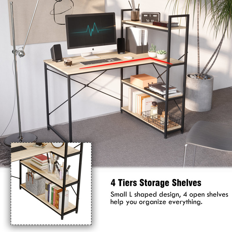 Inbox Zero L-Shaped Metal Base Computer Desk & Reviews | Wayfair