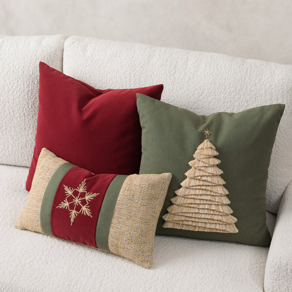 Elaine Smith Holiday Ruby Coordinated Set of 3 Indoor & Outdoor Throw ...