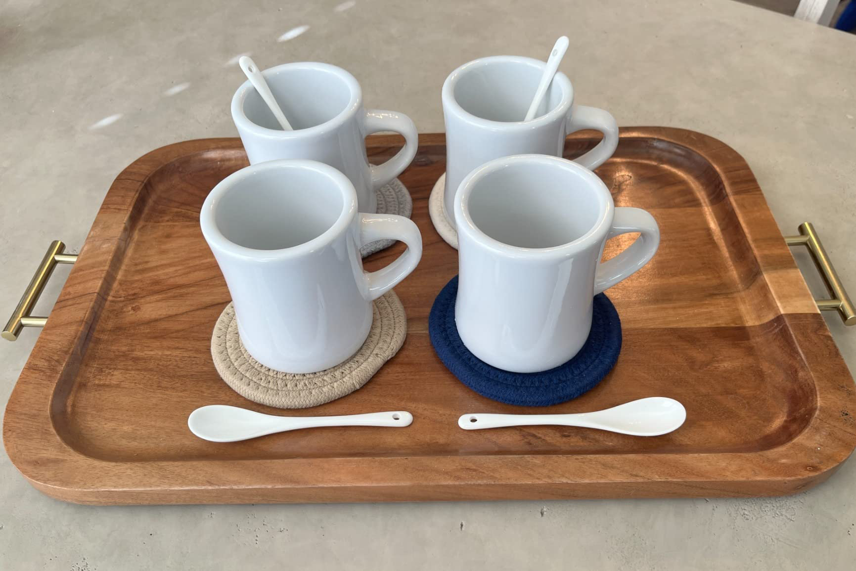 Suploo 11oz Ceramic Diner Coffee Mug set with Coffee spoons and Woven ...