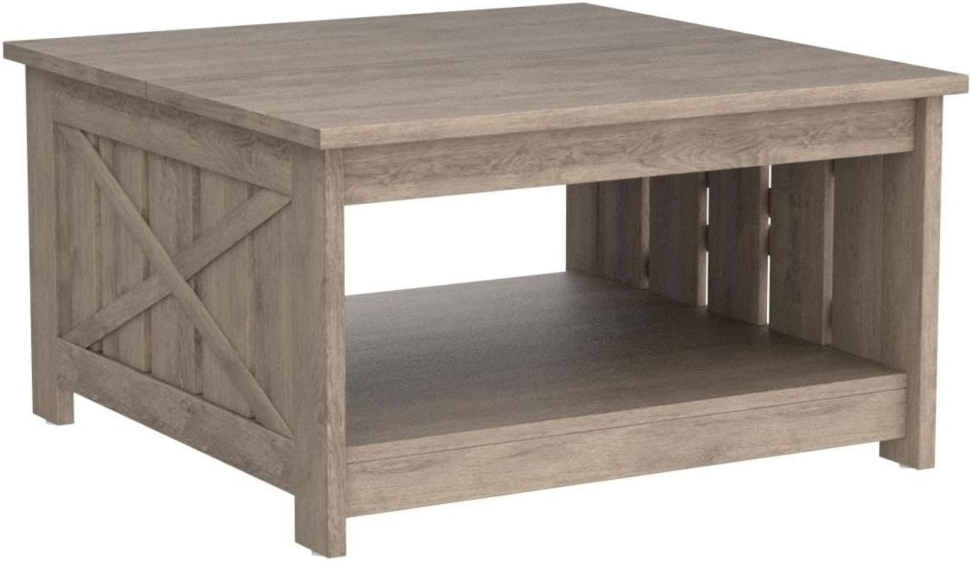 Gracie Oaks Coffee Table Farmhouse Coffee Table With Storage Rustic ...