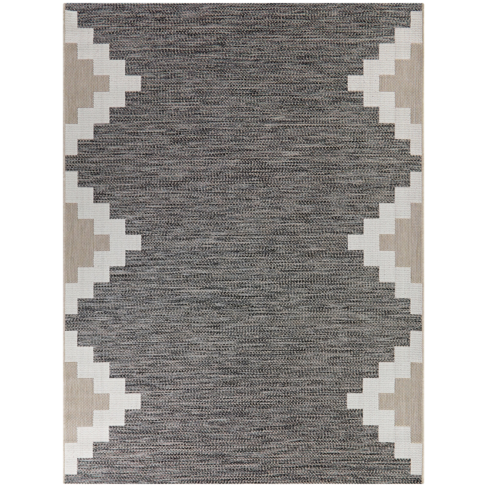 Foundry Select Tapis intérieur / extérieur géométrique tissé à la machine en gris / beige ...