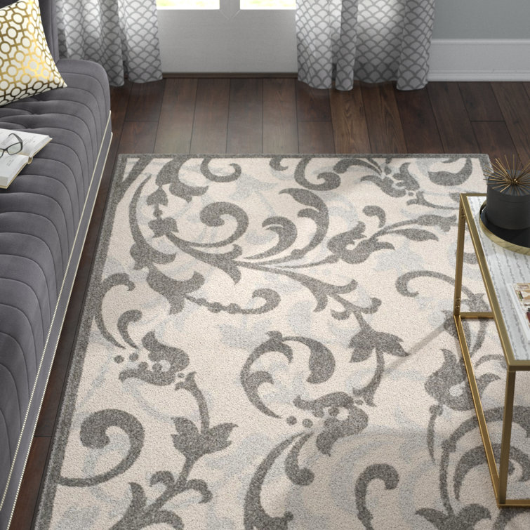 Lark Manor Ammundsen Floral Ivory/Gray Area Rug & Reviews | Wayfair