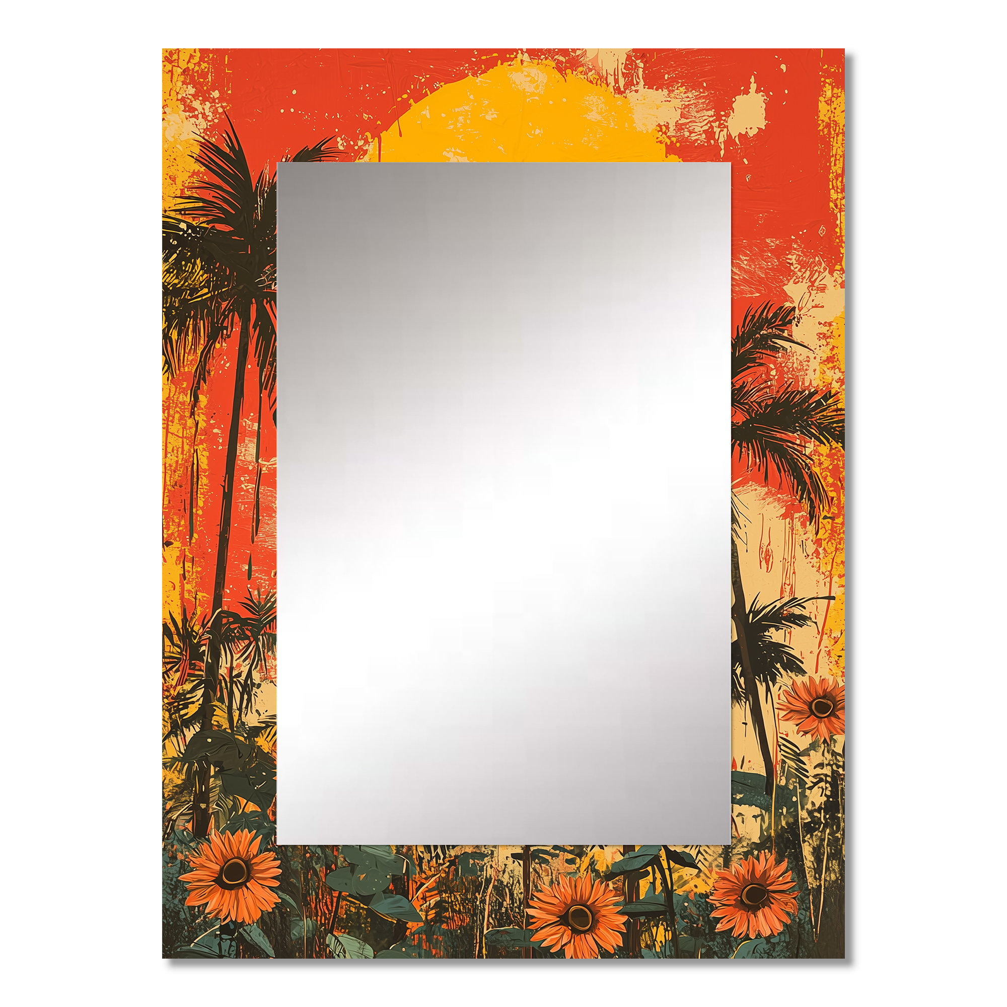 Dakota Fields Red Summer Fire - Sunflowers Wall Mirror, Traditional ...