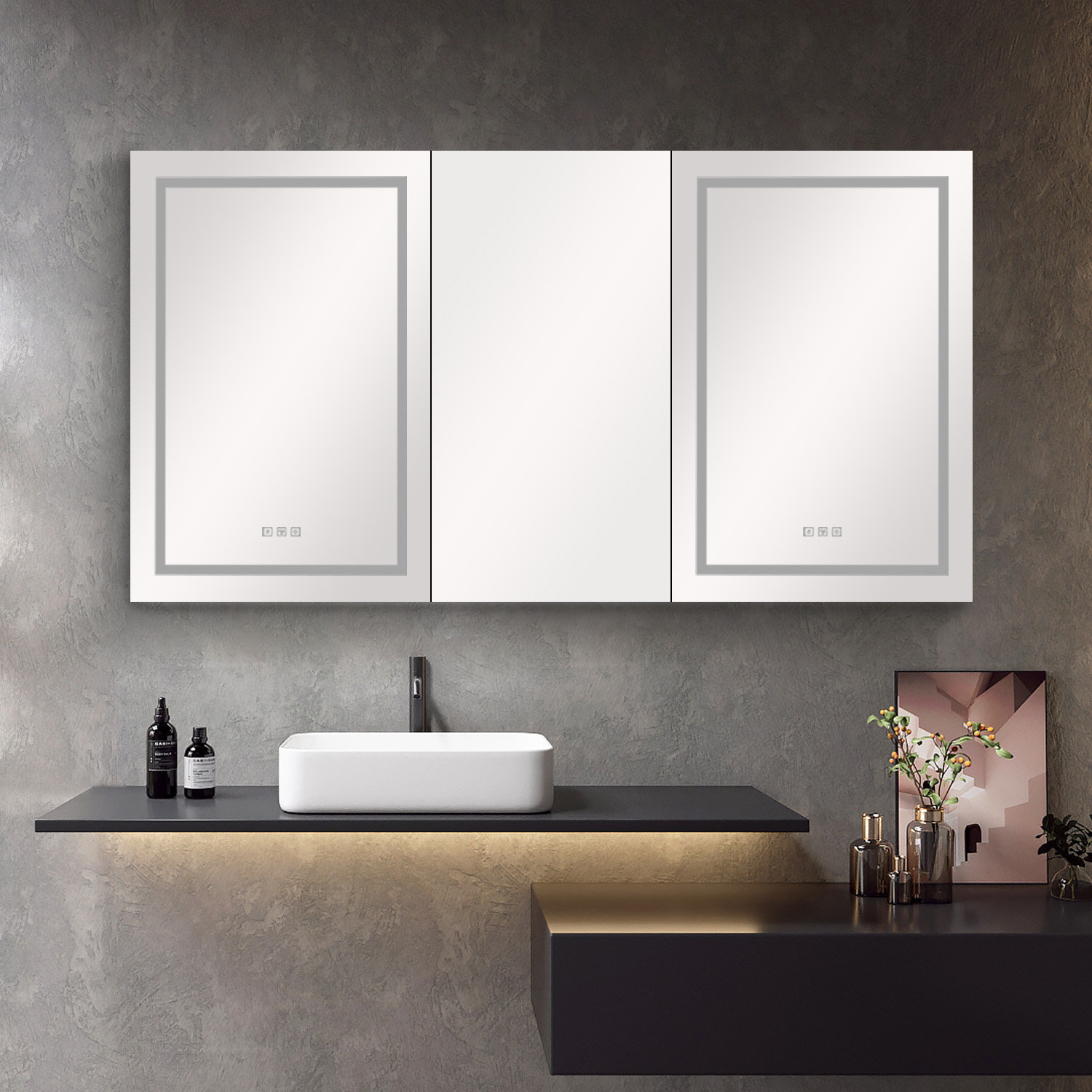 Hokku Designs Khalise 66'' W 36'' H Surface Frameless Medicine Cabinet ...