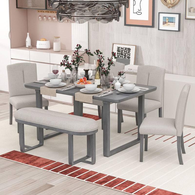 Red Barrel Studio® Laquitta 6-Piece Wood Dining Table Set, Kitchen ...