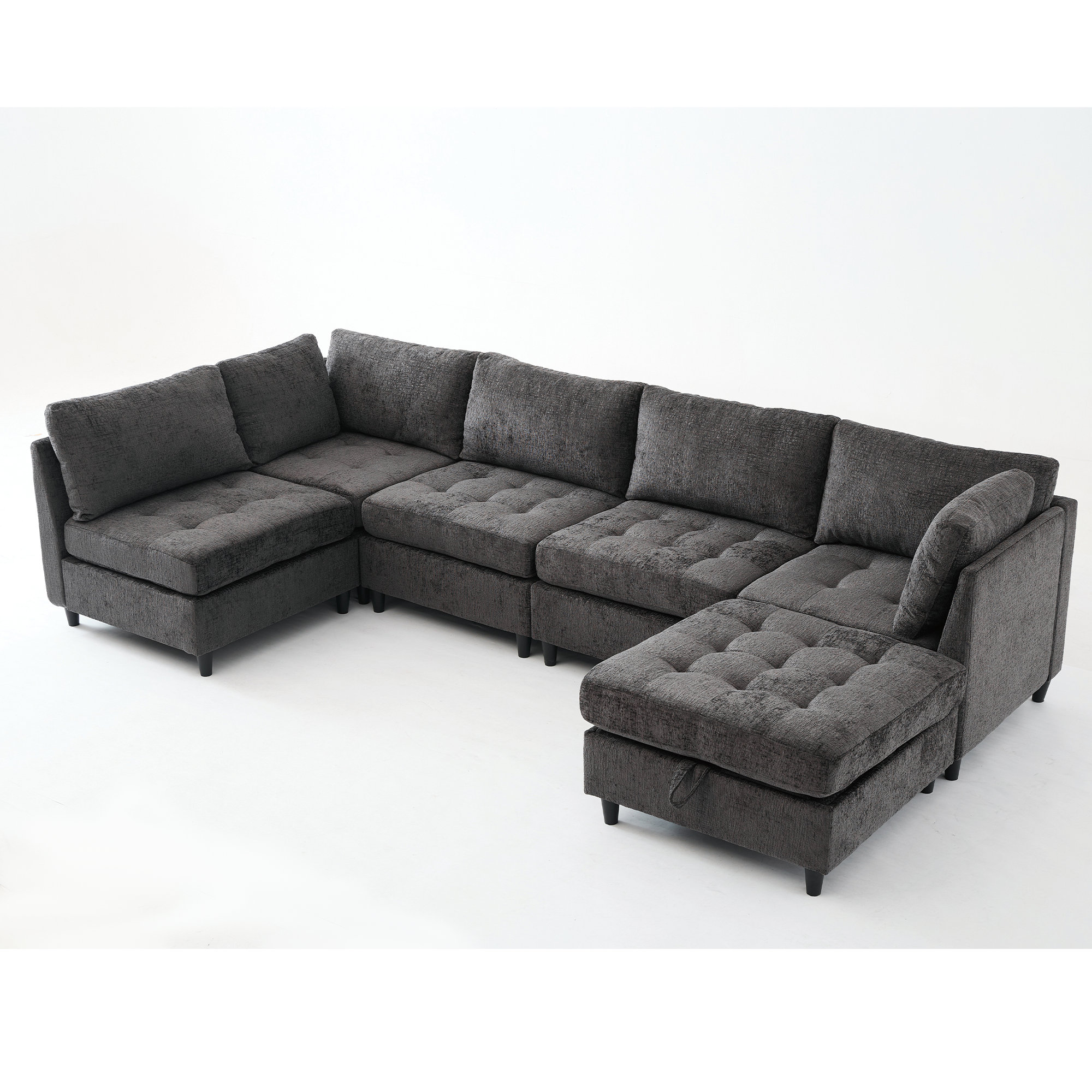 Hokku Designs Modular Sectional Couch with Storage Ottoman, U Shaped ...