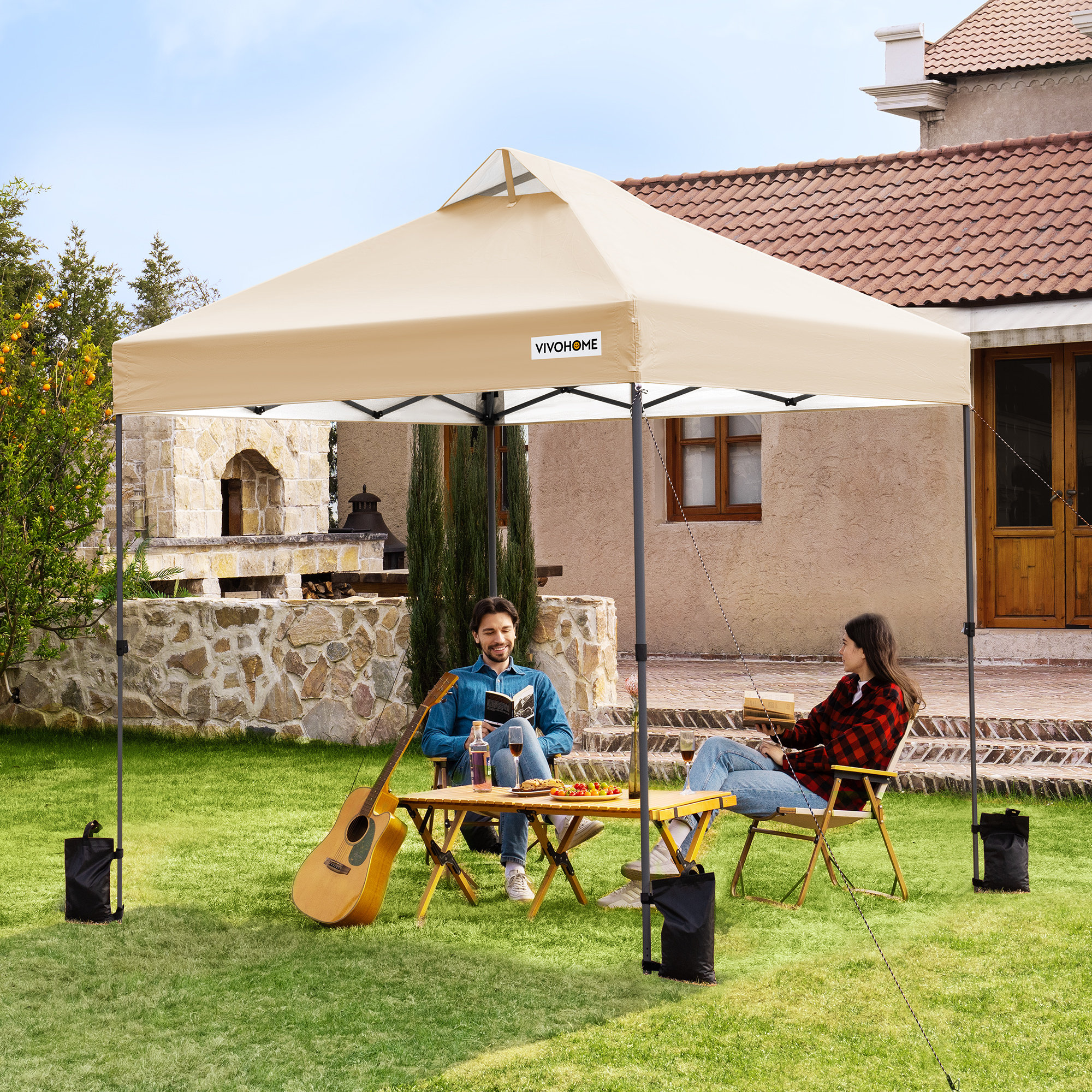 VIVOHOME 8x8ft Portable Outdoor Pop Up Canopy with Wheel Carry Bag and ...