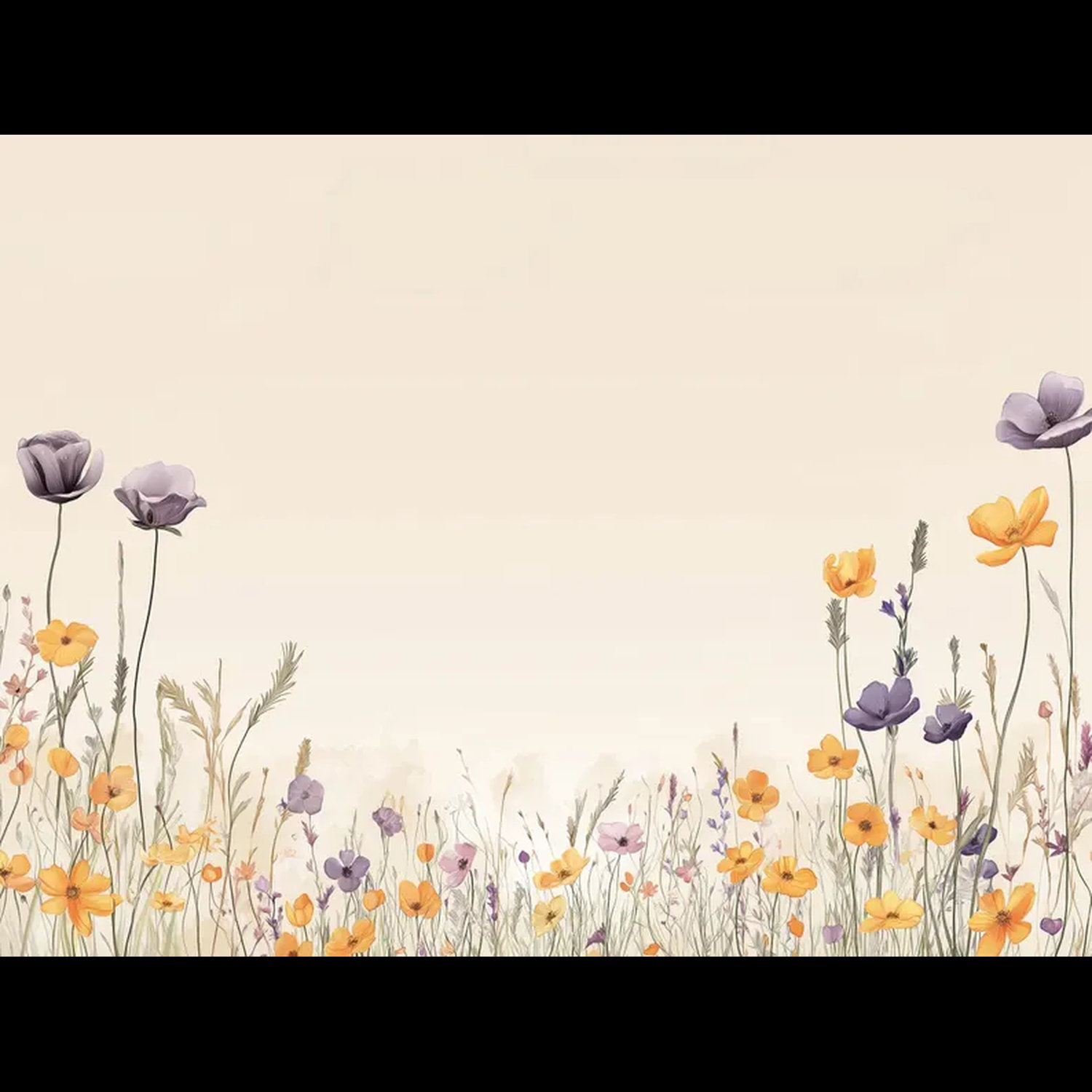 Wildon Home® Soft Meadow Blooms With Beige Horizon Wallpaper | Wayfair