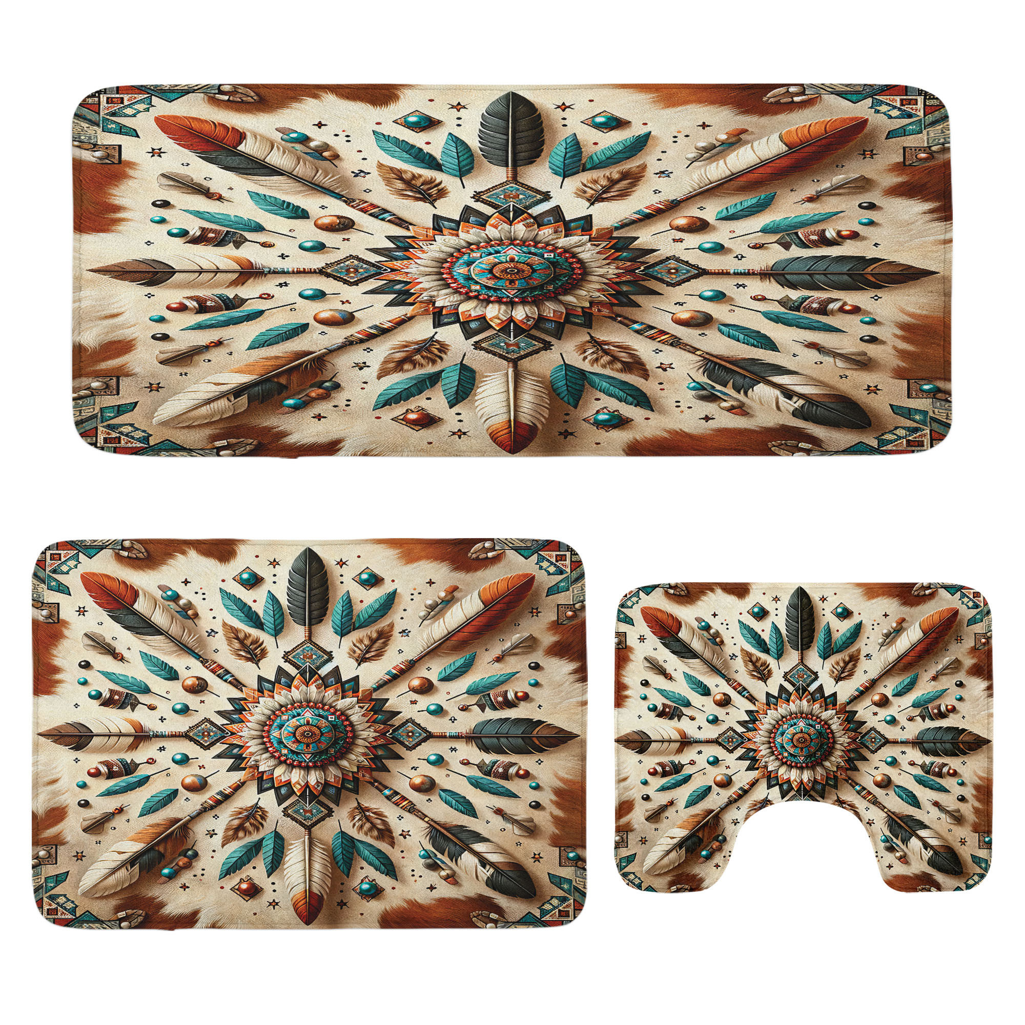 East Urban Home Rustic Bathroom Rug Set 3 Pieces U-Shape & Rectangle ...