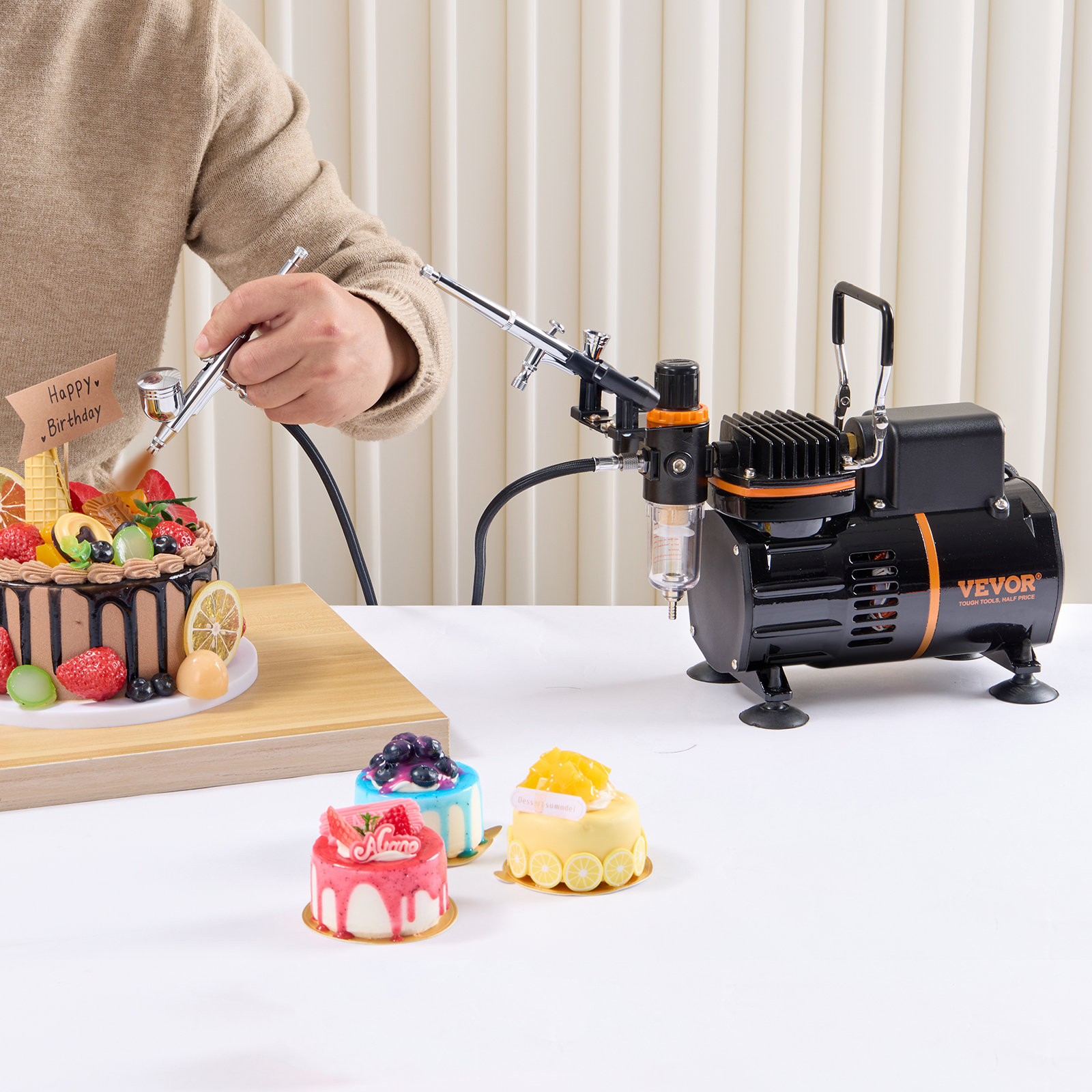 VEVOR Airbrush Kit, Dual Fan Air Compressor Professional Airbrushing ...