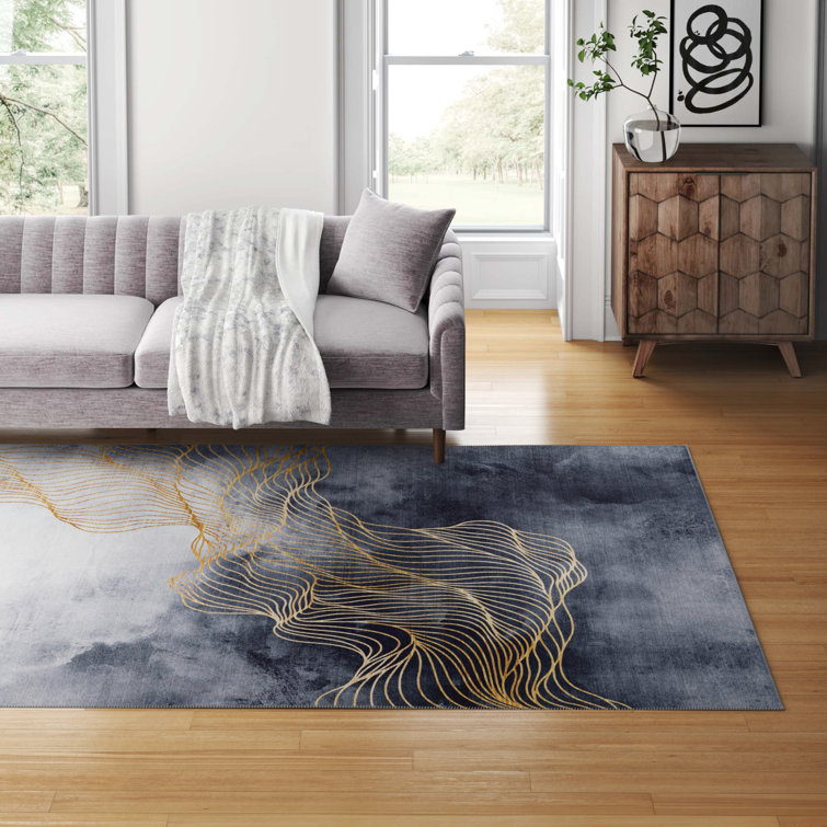 Mercury Row Borealis Flatweave Gold/Blue/White Rug & Reviews | Wayfair ...