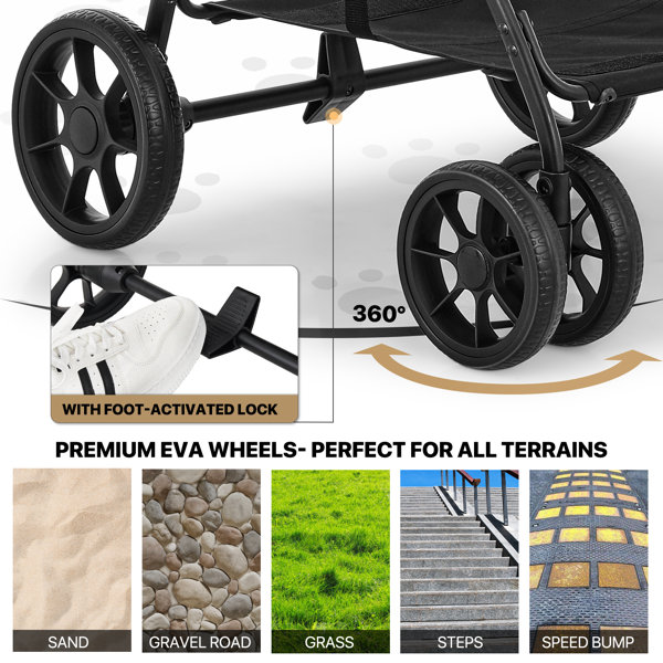 MoNiBloom 3-In-1 Pet Stroller With Detachable Carrier, Foldable Pet Dog ...