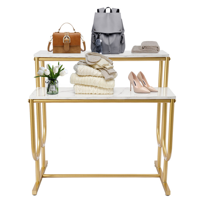 Everly Quinn Gold Two-Layer Display Shelf Purse Display Stand | Wayfair