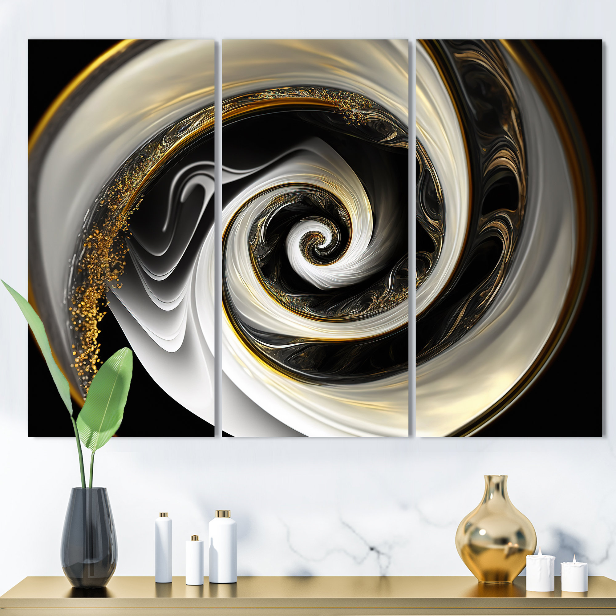Design Art Abstract Modern Swirl I - 3 Piece Print | Wayfair
