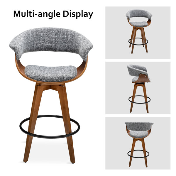 George Oliver Joeanne Swivel 26'' Linen Counter Stool & Reviews | Wayfair