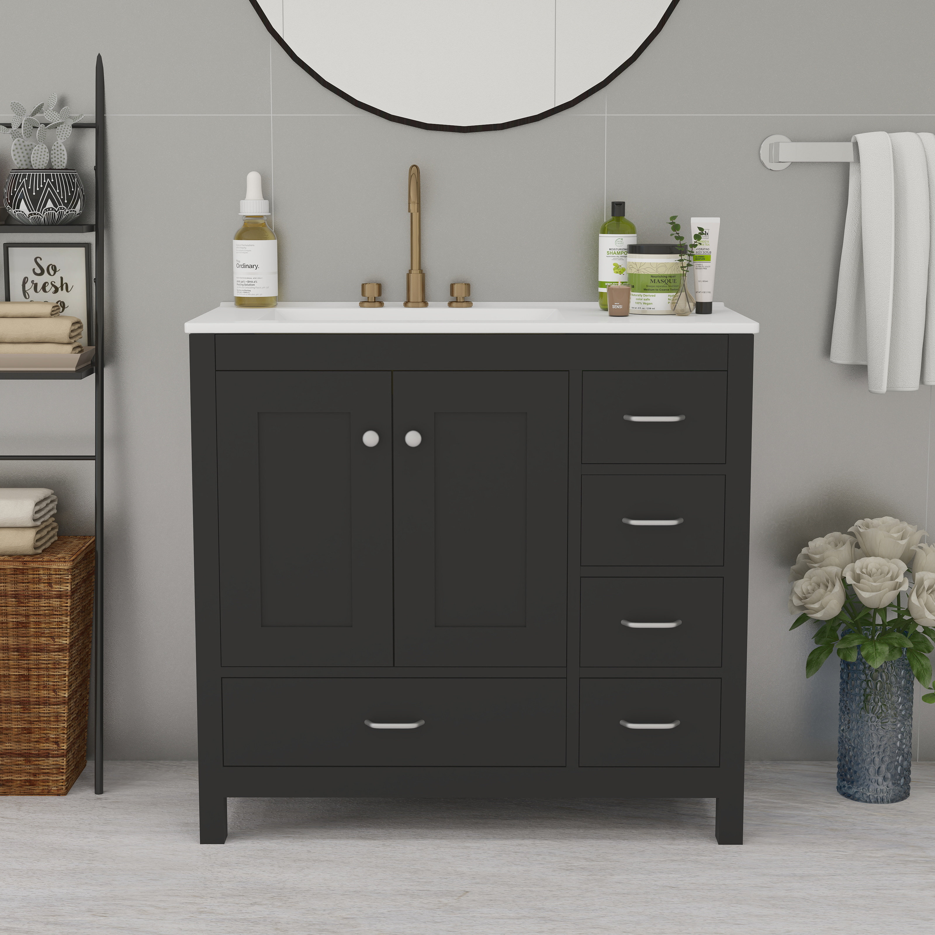 Winston Porter Bathroom Vanity with Drawers | Wayfair