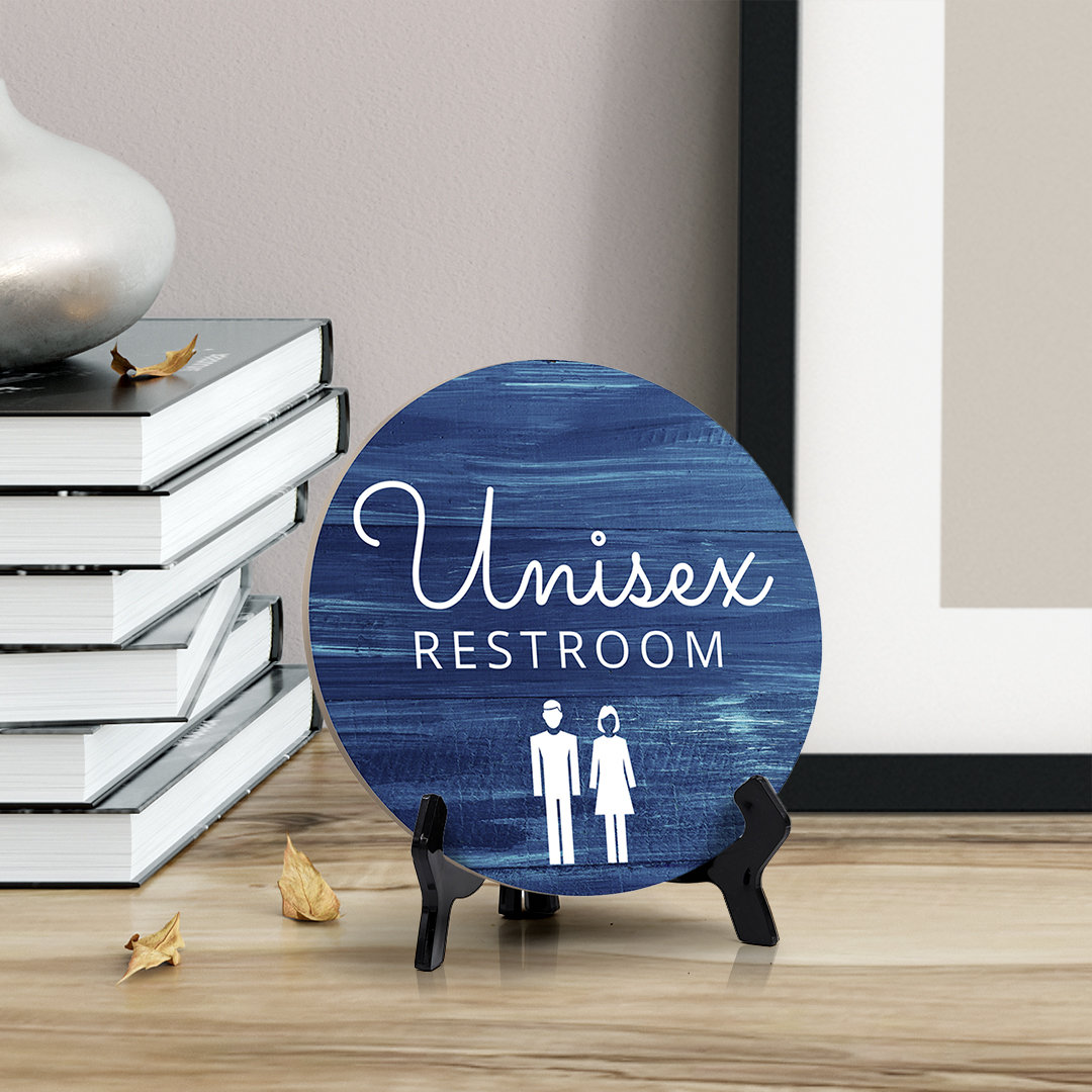Signs ByLITA Round Unisex Restroom, Bathroom Table Sign with Acrylic ...