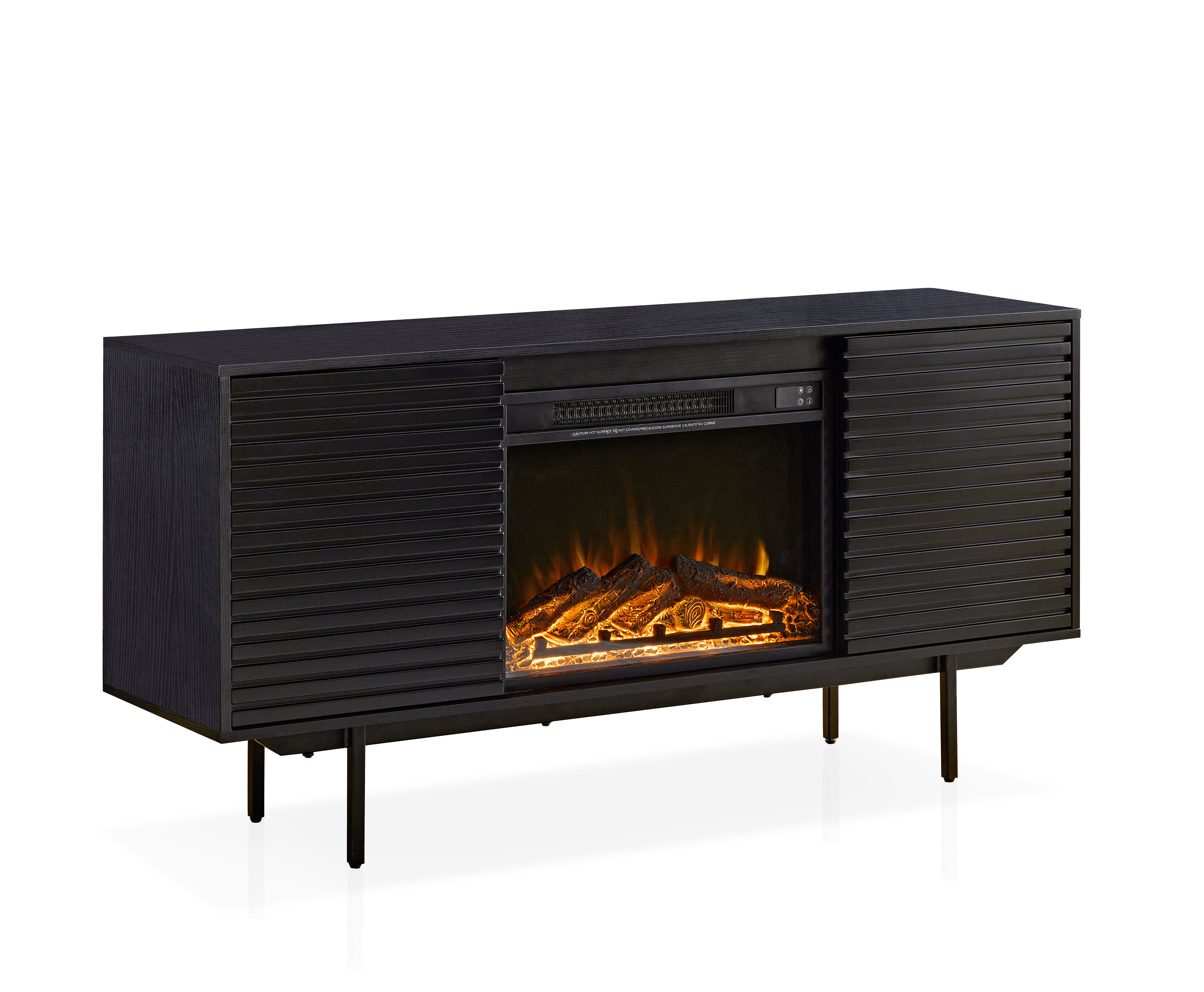 YOPENG MEETAKING 58'' Electric Fireplace Cabinet, Freestanding Heater ...