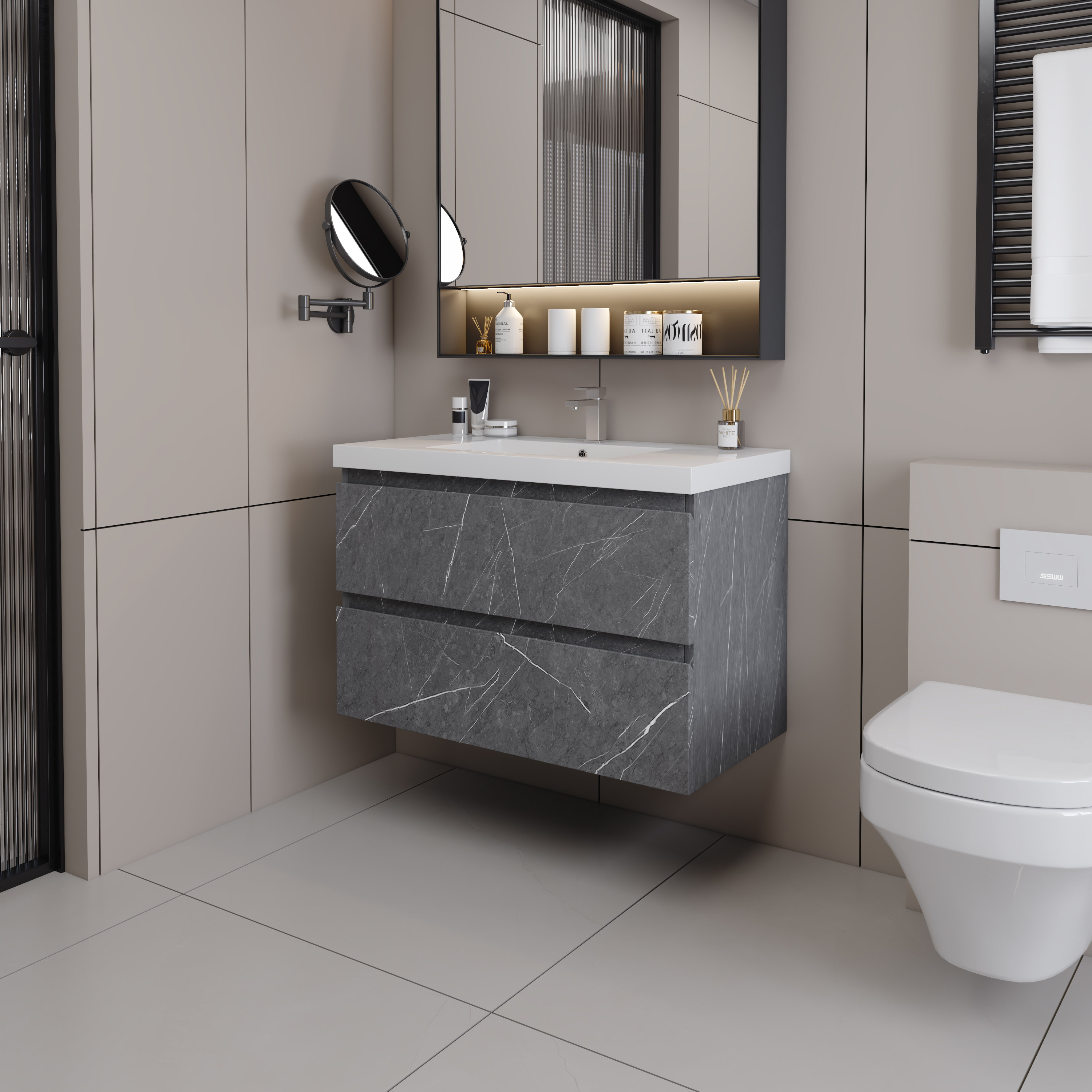 Latitude Run® Shian 36" Single Bathroom Vanity with Acrylic Top Sink ...