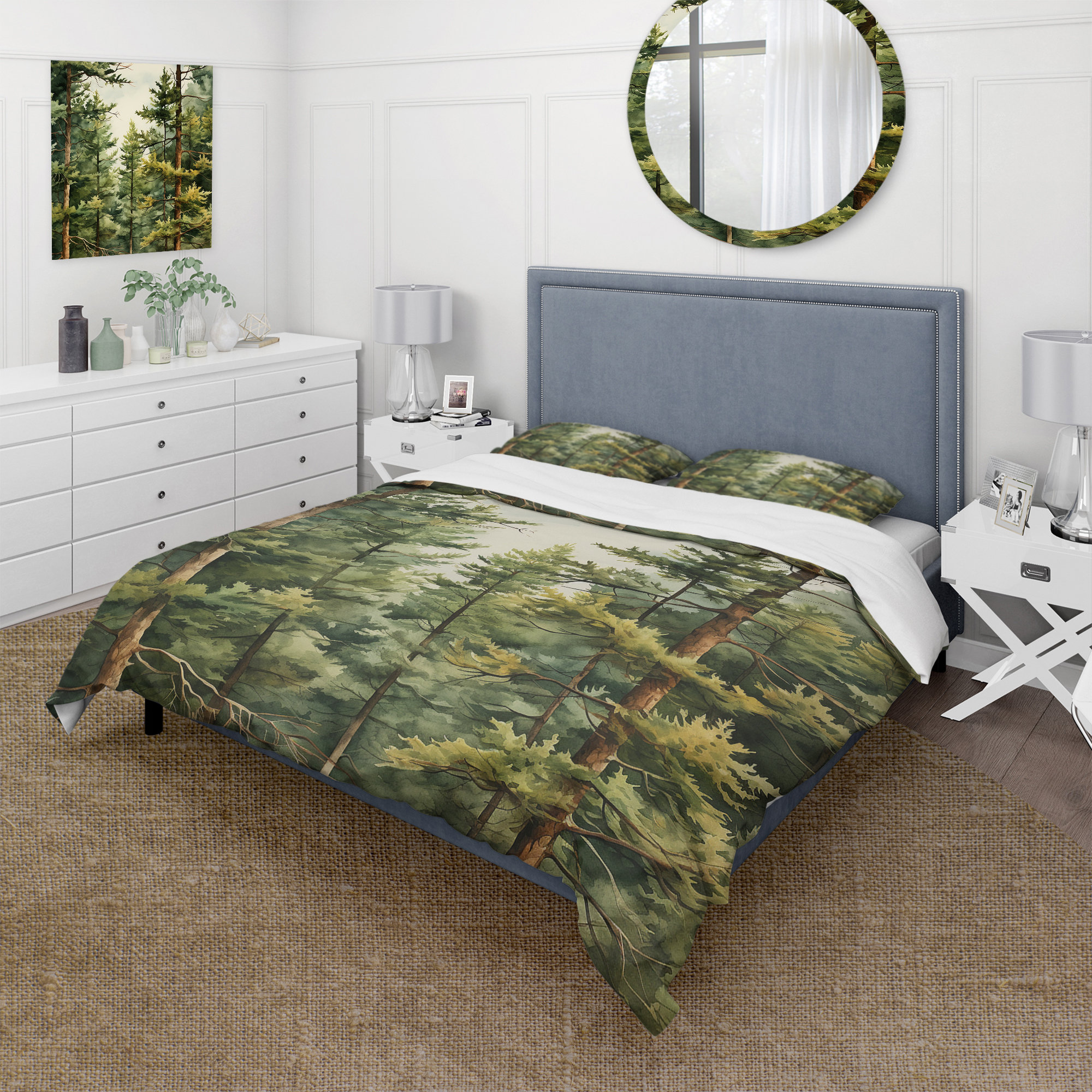 Design Art Pine Tree Symphony II - Tree Pine Duvet Cover Set ...
