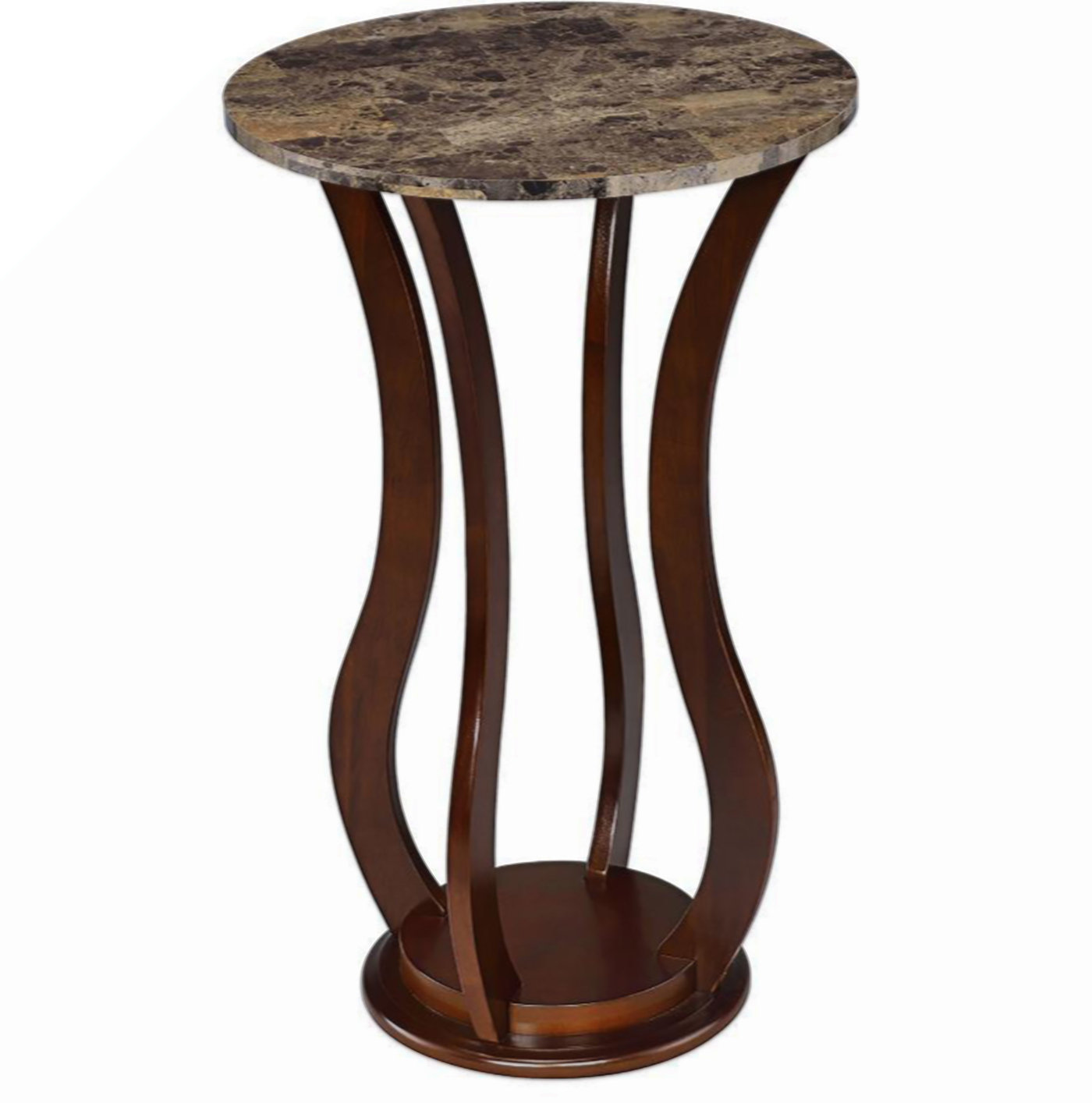 Winston Porter Round Accent Table With Faux Marble Top | Wayfair
