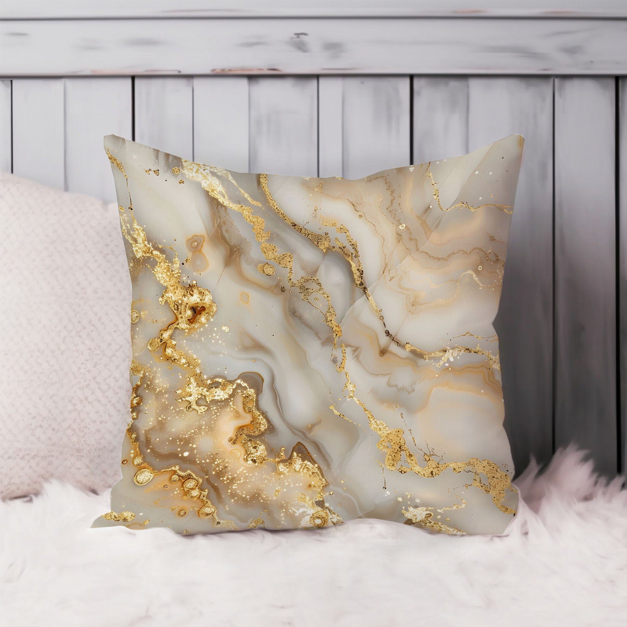 Ethan Taylor Abstract Golden Geode Crystals Marble XII Modern | Wayfair