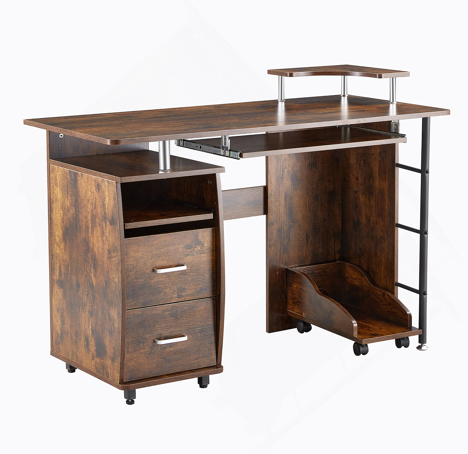 Inbox Zero Solid wood computer Desk,office table with PC droller ...