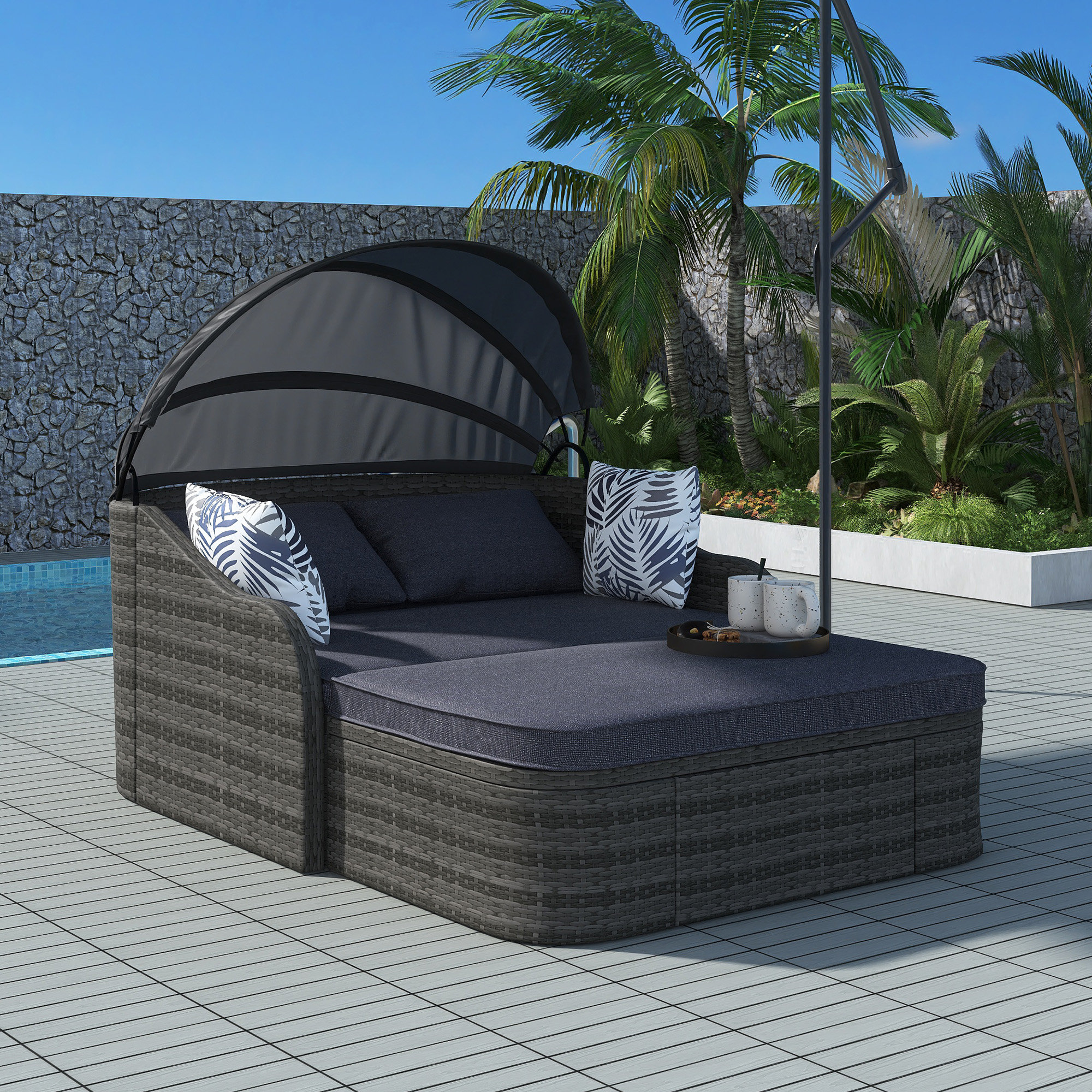 Latitude Run® 79.9" Outdoor Sunbed With Adjustable Canopy - Wayfair Canada