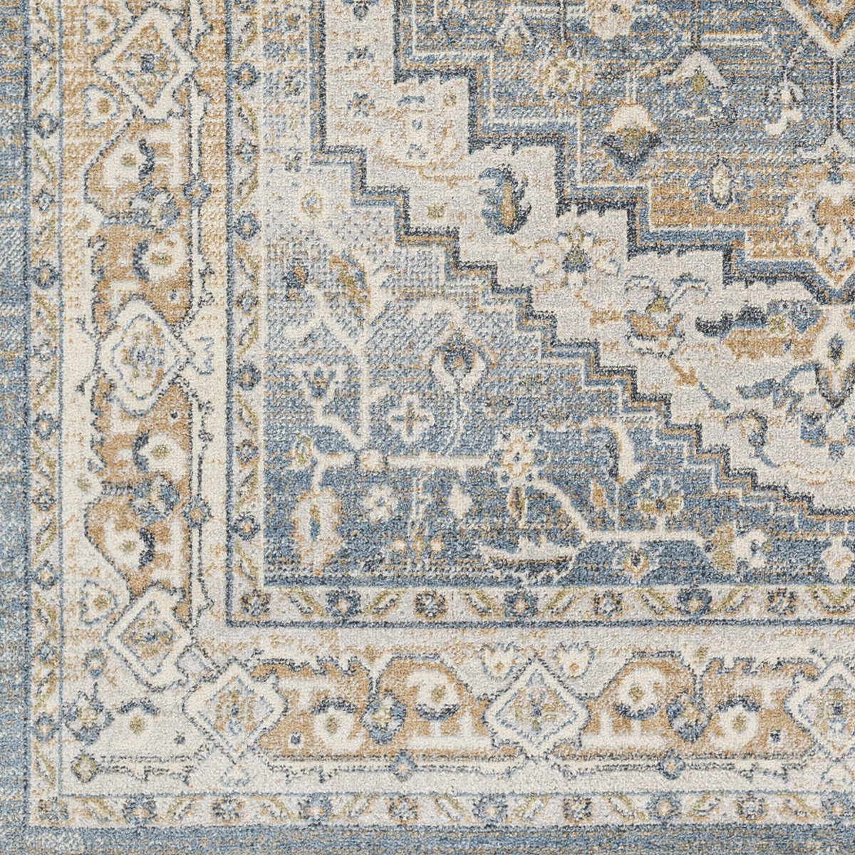 Langley Street® Kinzel Machine Washable Oriental Blue/Mustard Area Rug ...