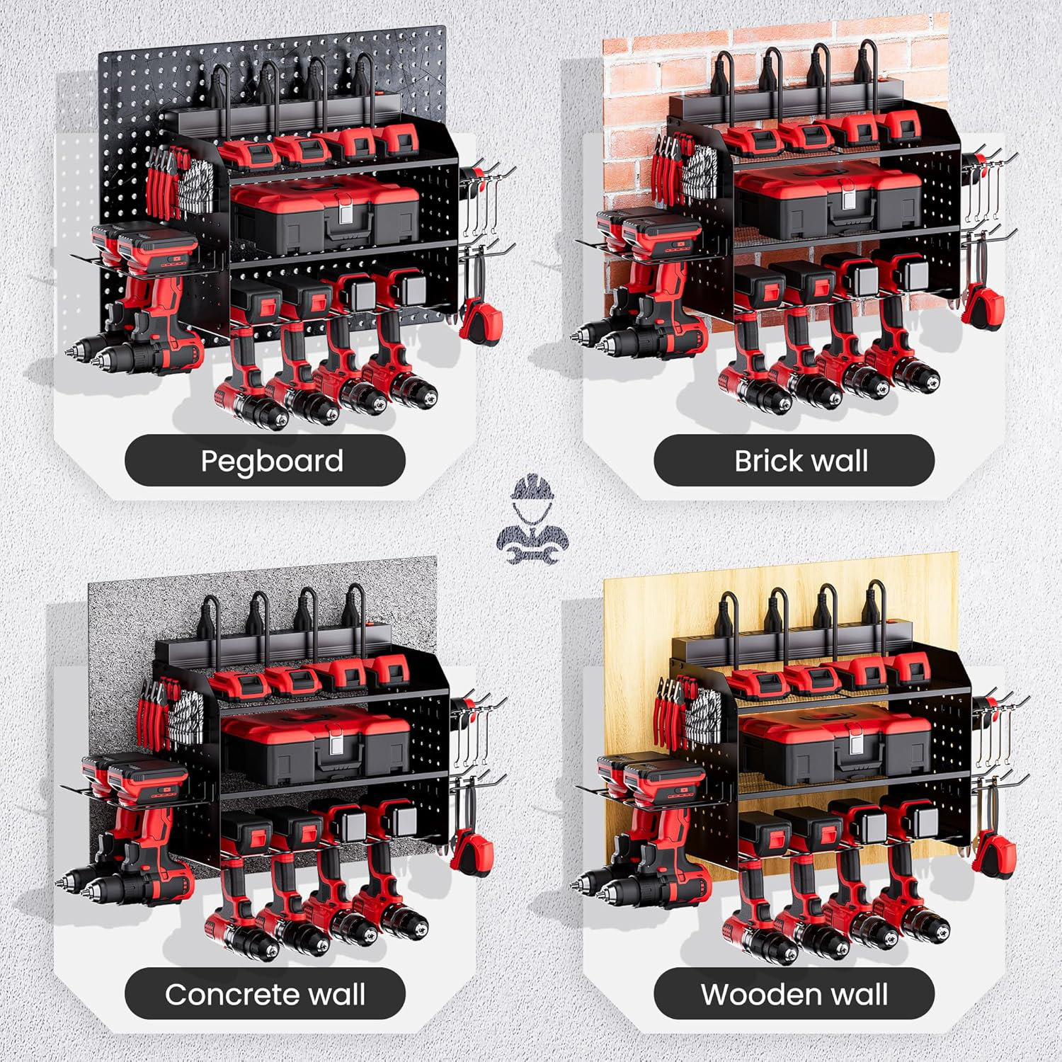 Ivy Bronx Power Tool Organizer Wall Mount, 3-Layer Charging Station ...