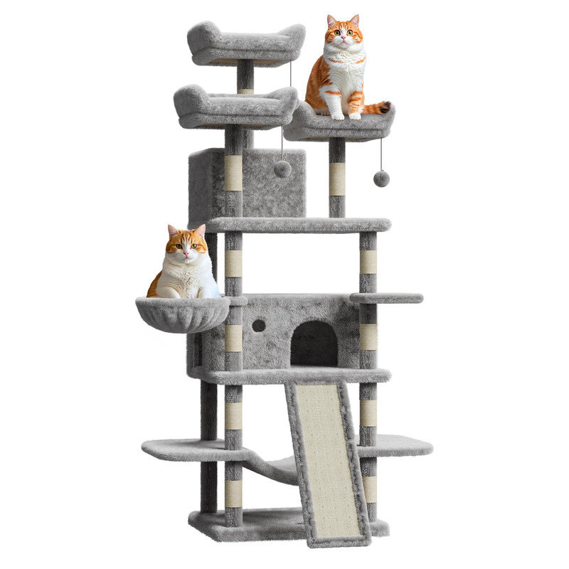 Latitude Run® Large Multi-Level Cat Tree 68.5 Inches Heavy Duty Cat ...
