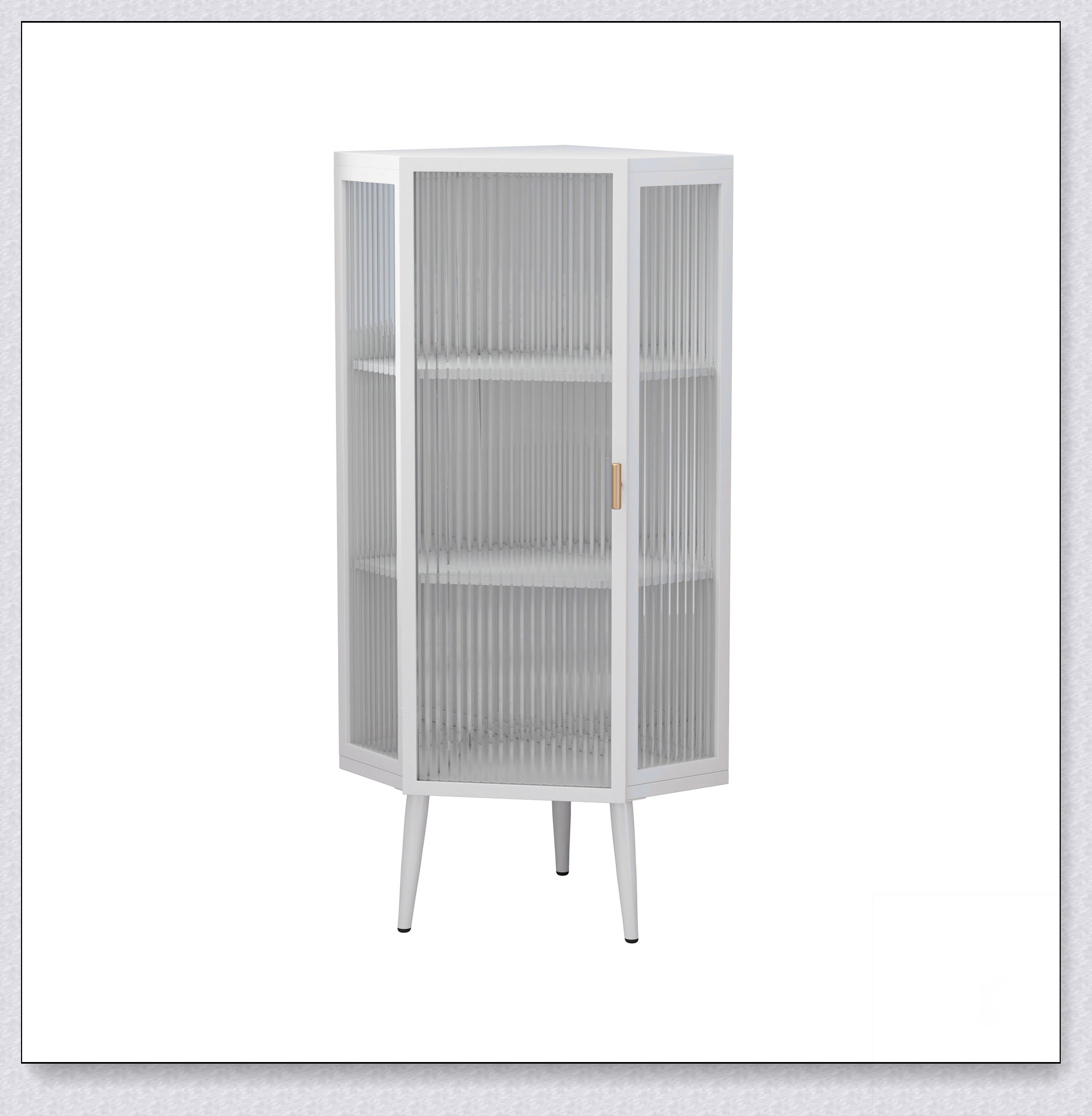 George Oliver 22.25'' Floor Coner Cabinet,Three Tiers with Tempered ...