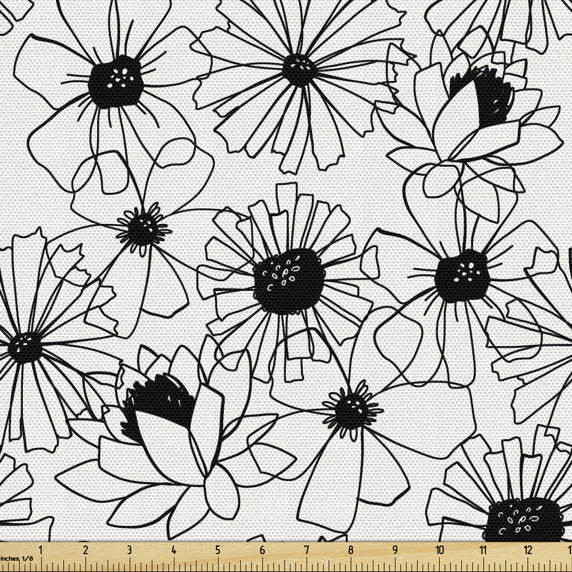 East Urban Home Chrishauna Simple Monochromatic Floral with Outline ...