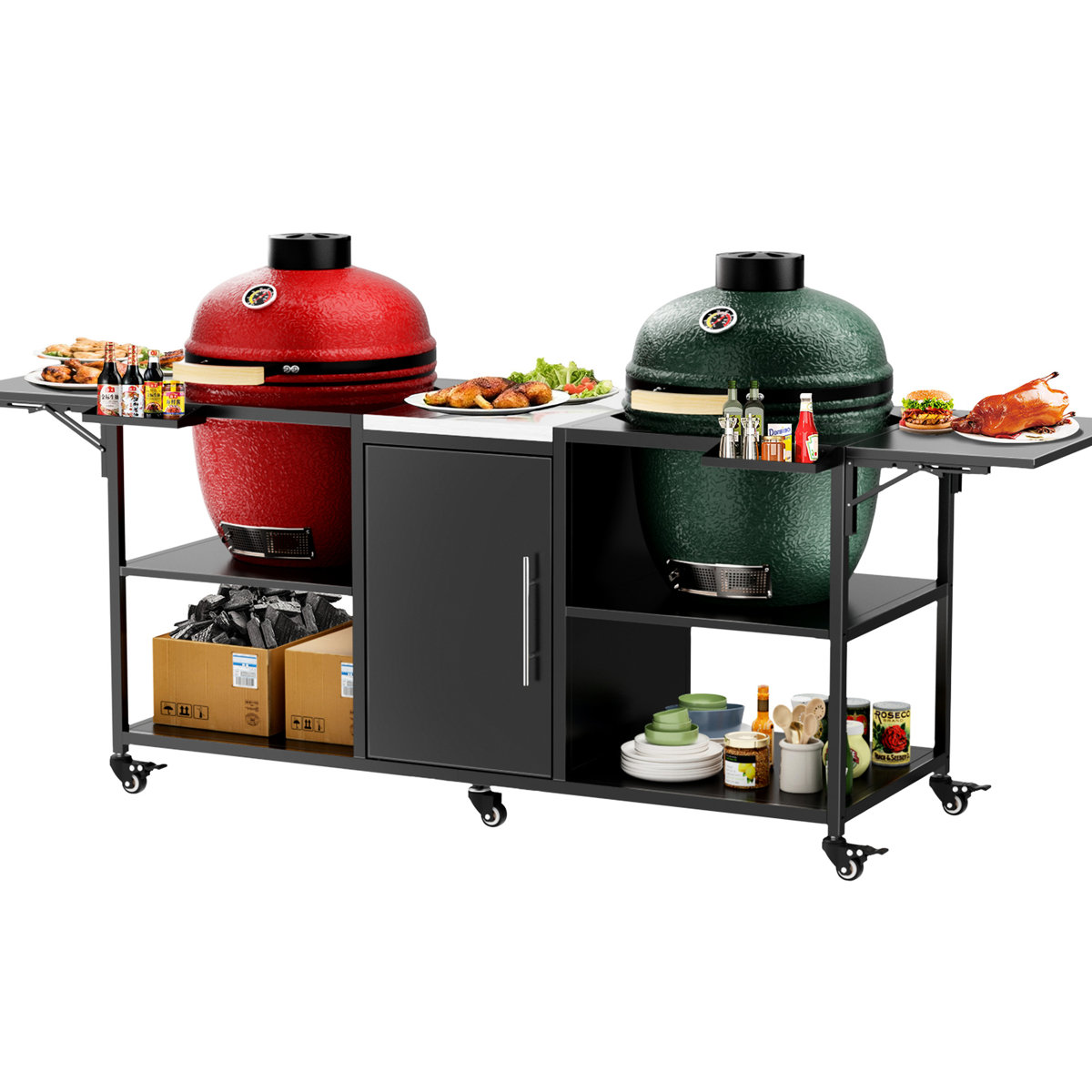 RoseateRustic Grill Table For Two Big Egg And 18 Inch - Outdoor Metal ...