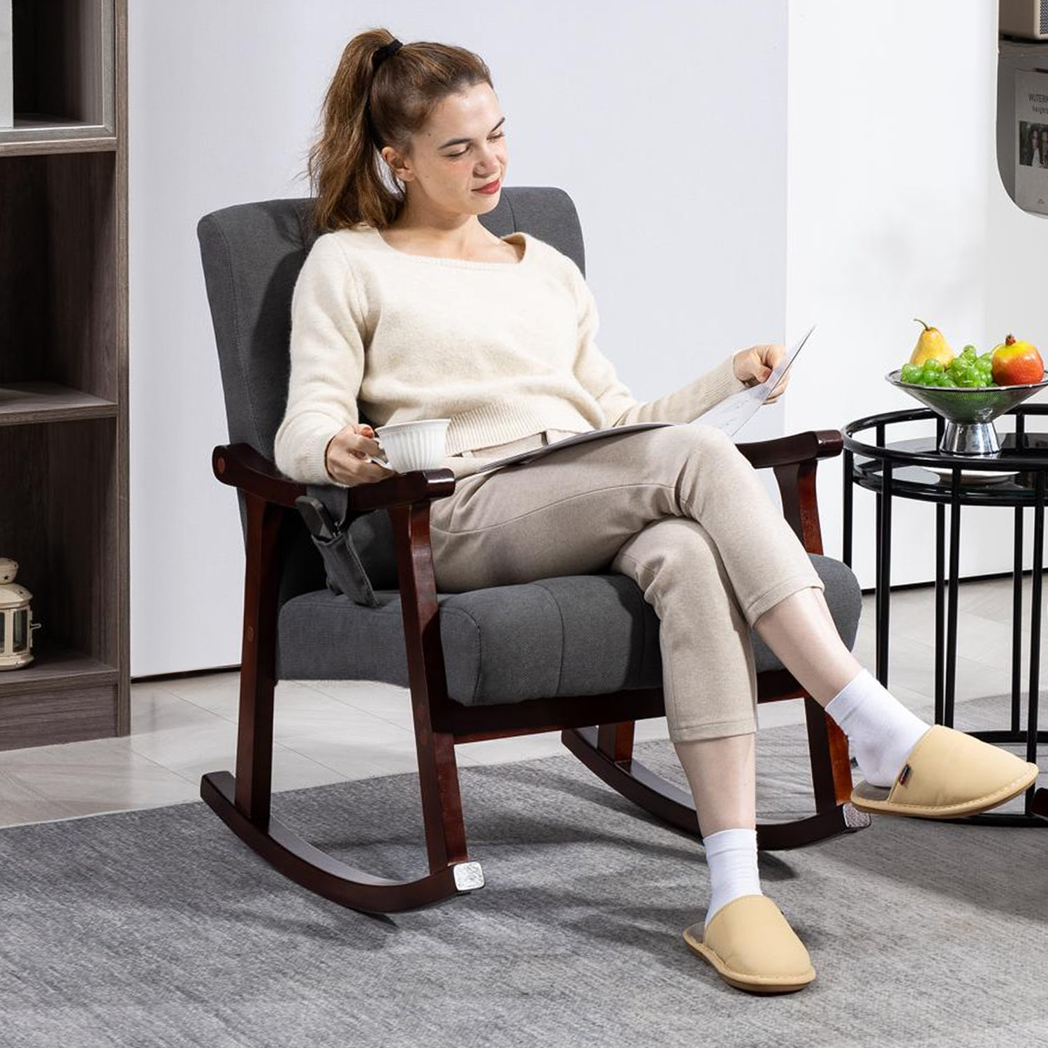 Lark Manor™ Upholstered Rocking Chair With Fabric Padded Seat ...