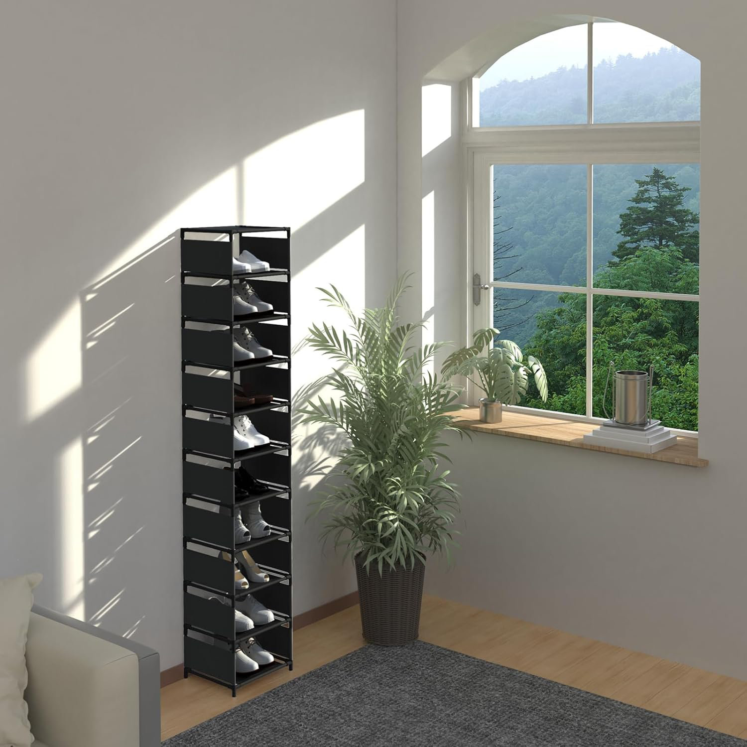 Rebrilliant Vertical Narrow Tall Shoe Rack for front Door Entrance,10 ...