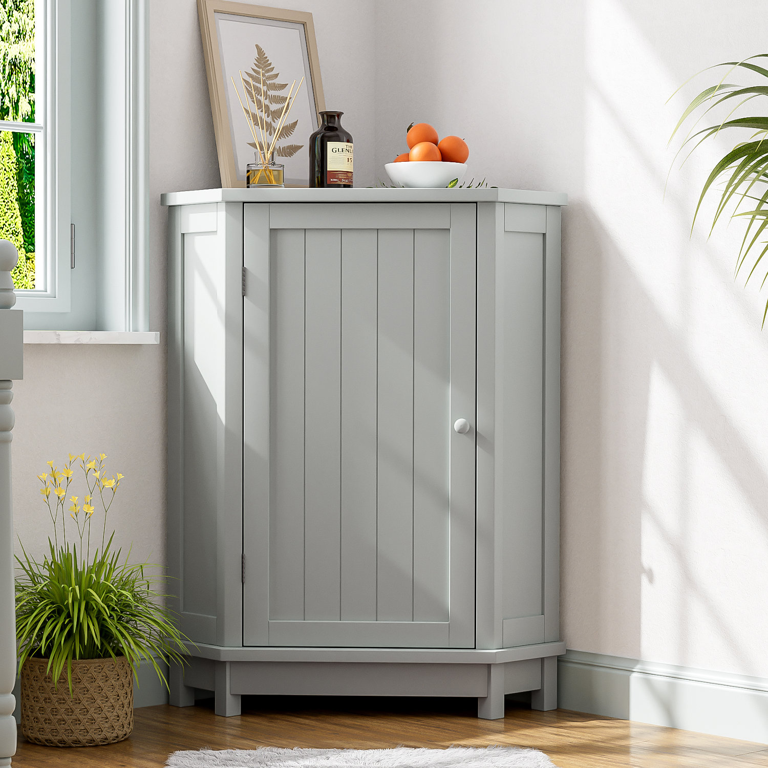 Red Barrel Studio® Bathroom Cabinet Triangle Corner Storage Cabinet ...