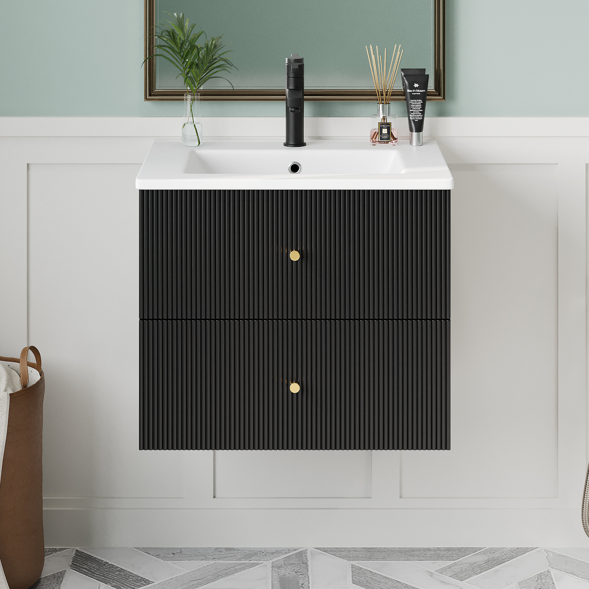 Ebern Designs " floating bathroom vanity | compact 2-drawer design for ...