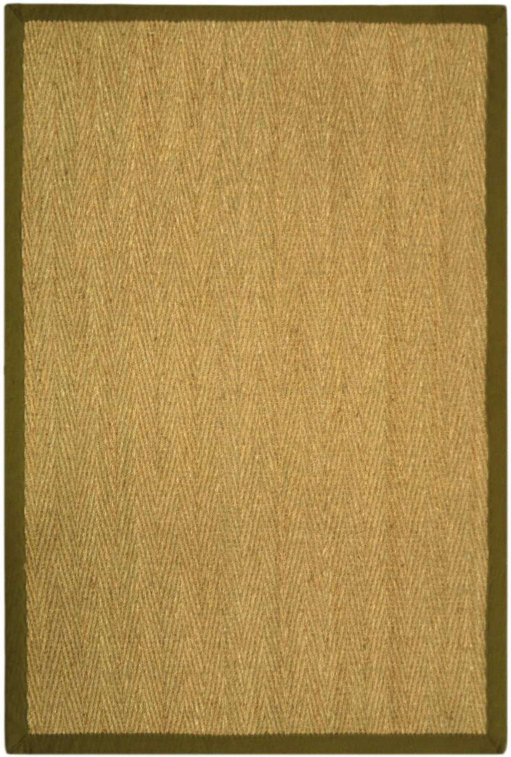 TWDAI Natural Fiber Seagrass Herringbone Border Rug - 4' X 6', Olive ...