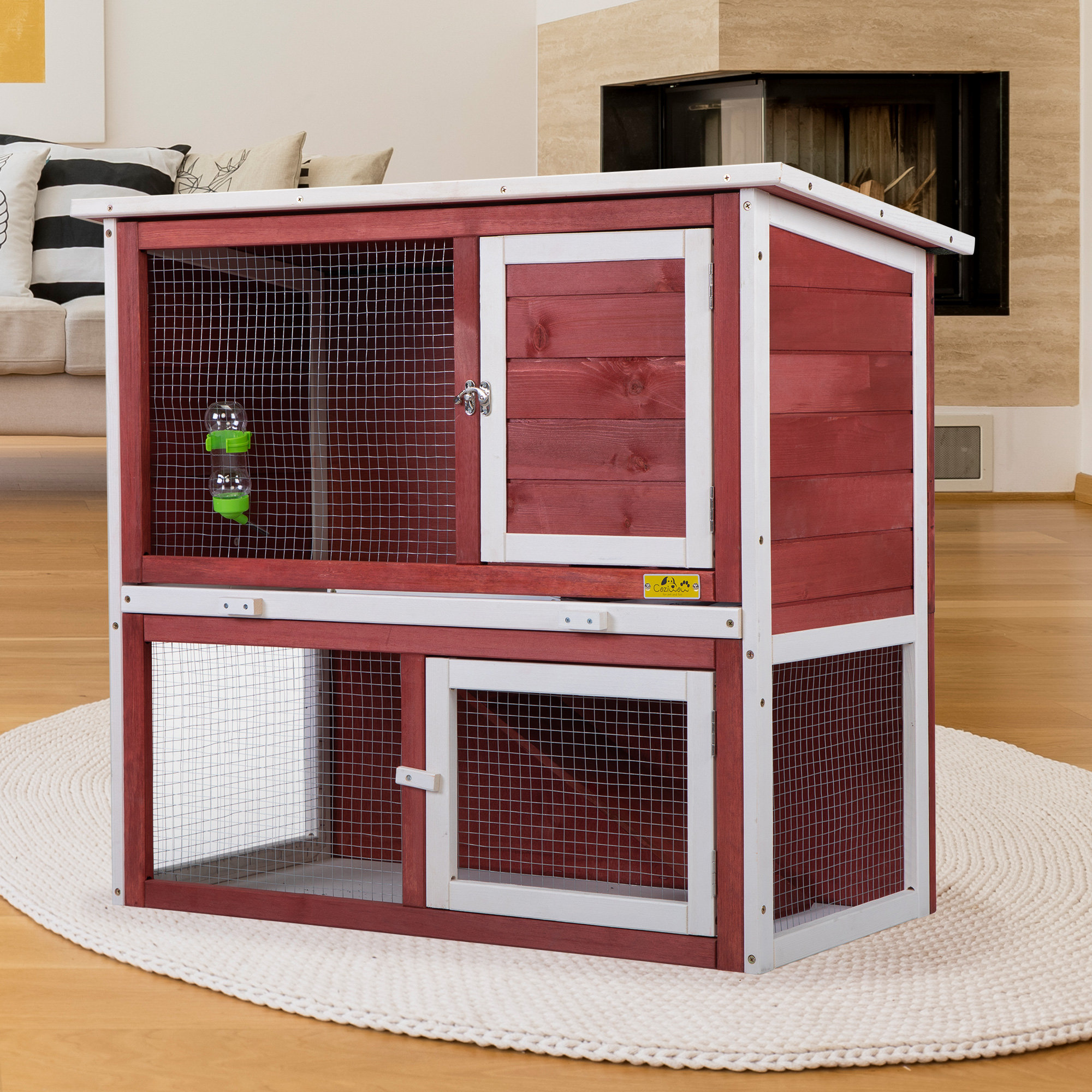 Tucker Murphy Pet™ Weatherproof Double-Layer Wooden Rabbit Cage With ...