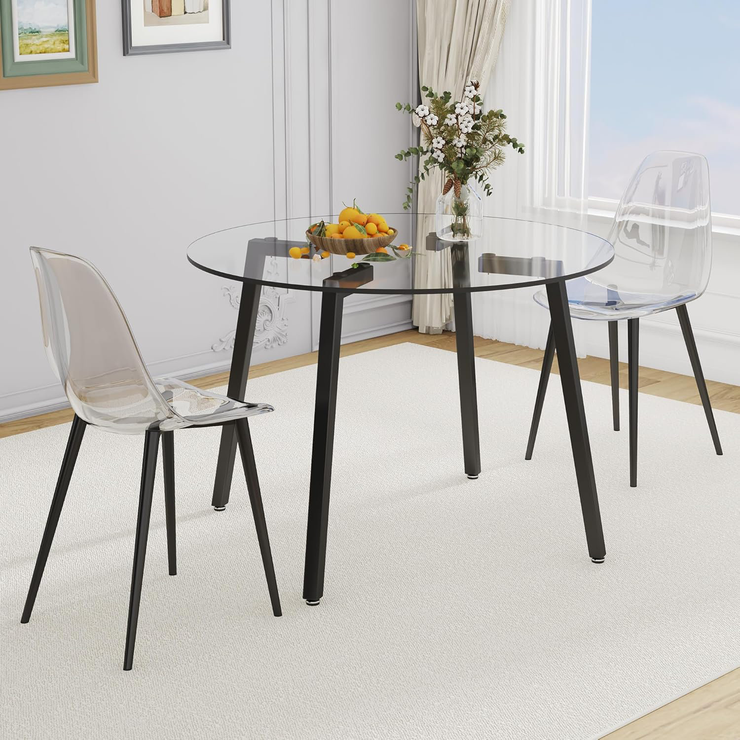 Brayden Studio® Dining Table Small Kitchen Table For 4 Modern Glass ...